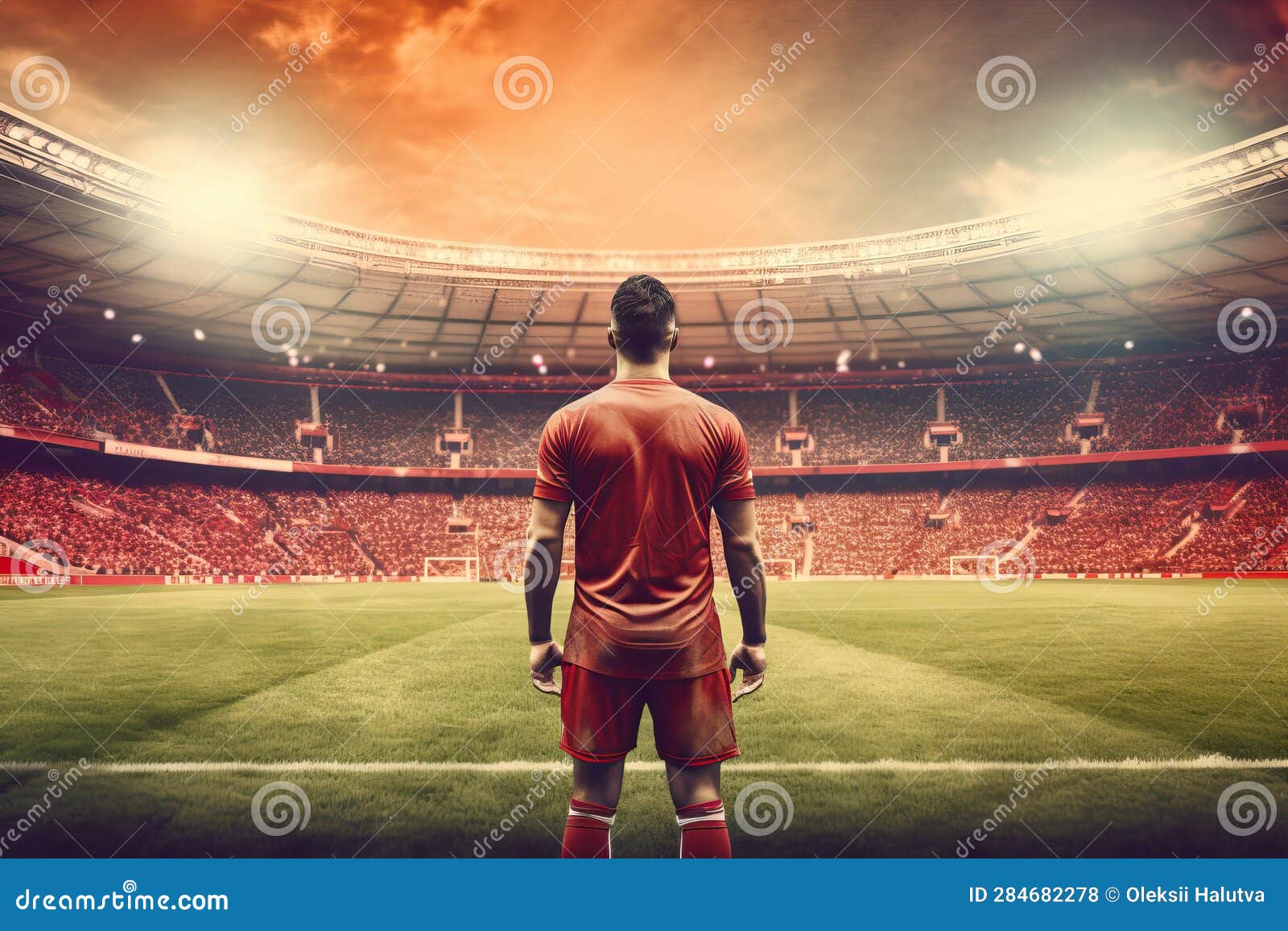 Football Player in the Stadium Rear View Stock Illustration ...