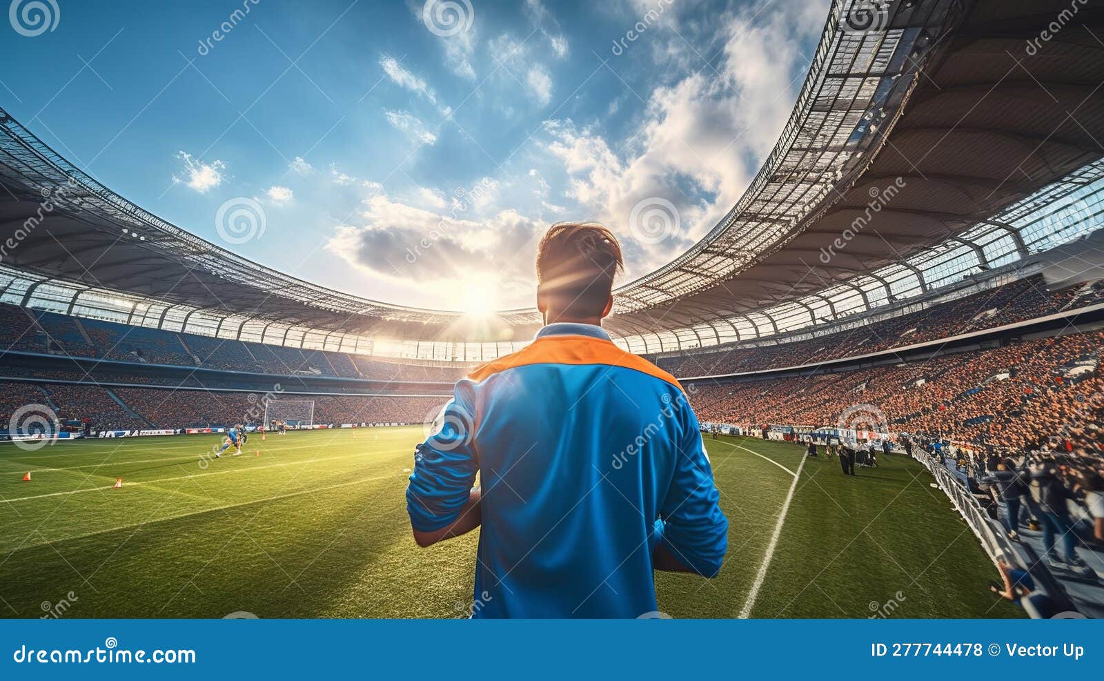 Football Player in the Stadium Rear View. Generative AI Stock ...