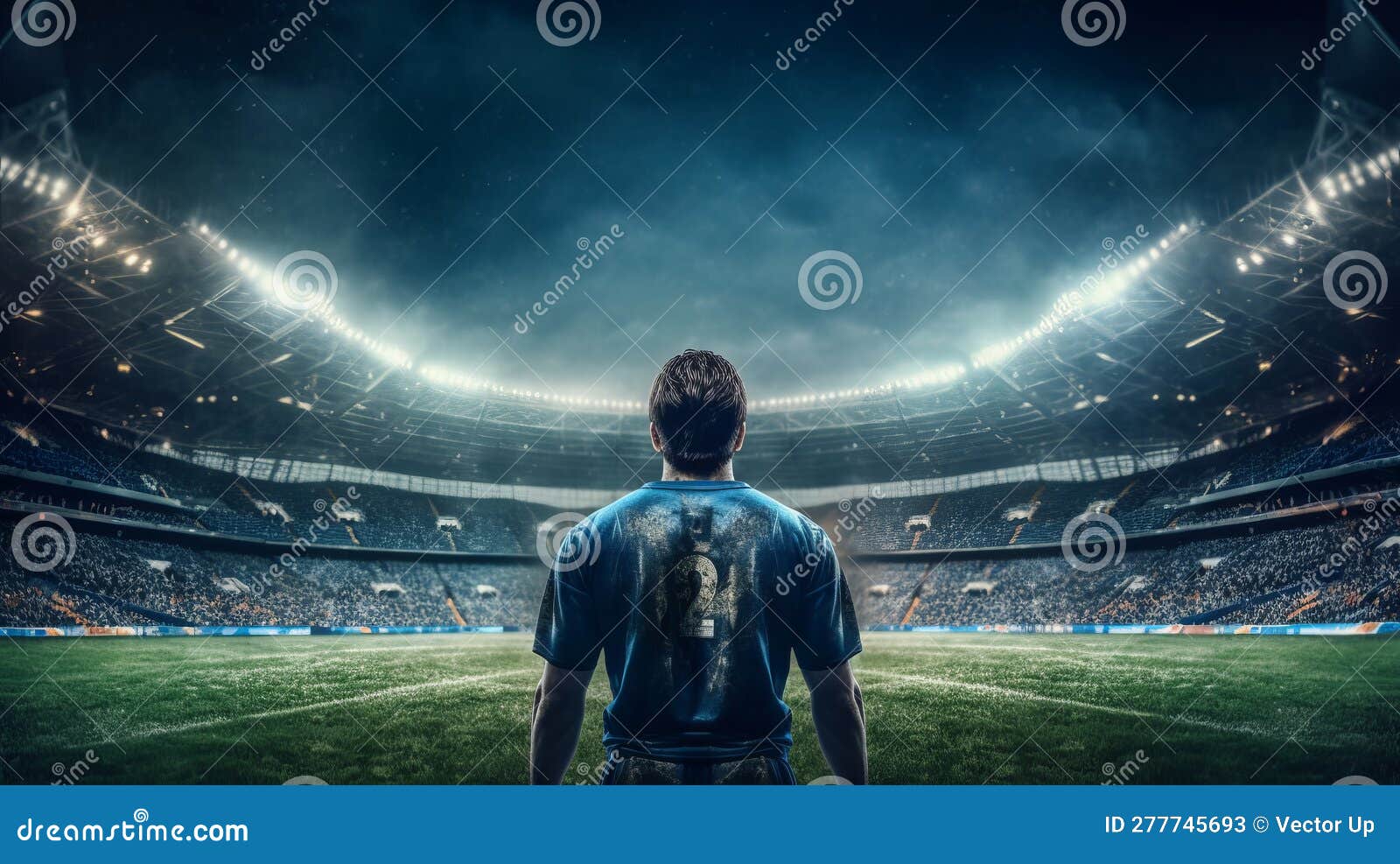 Football Player in the Stadium Rear View. Generative AI Stock ...