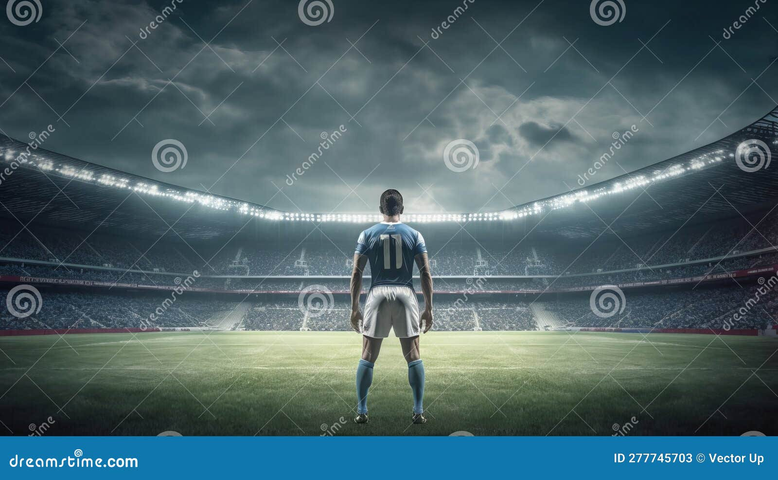 Football Player in the Stadium Rear View. Generative AI Stock ...