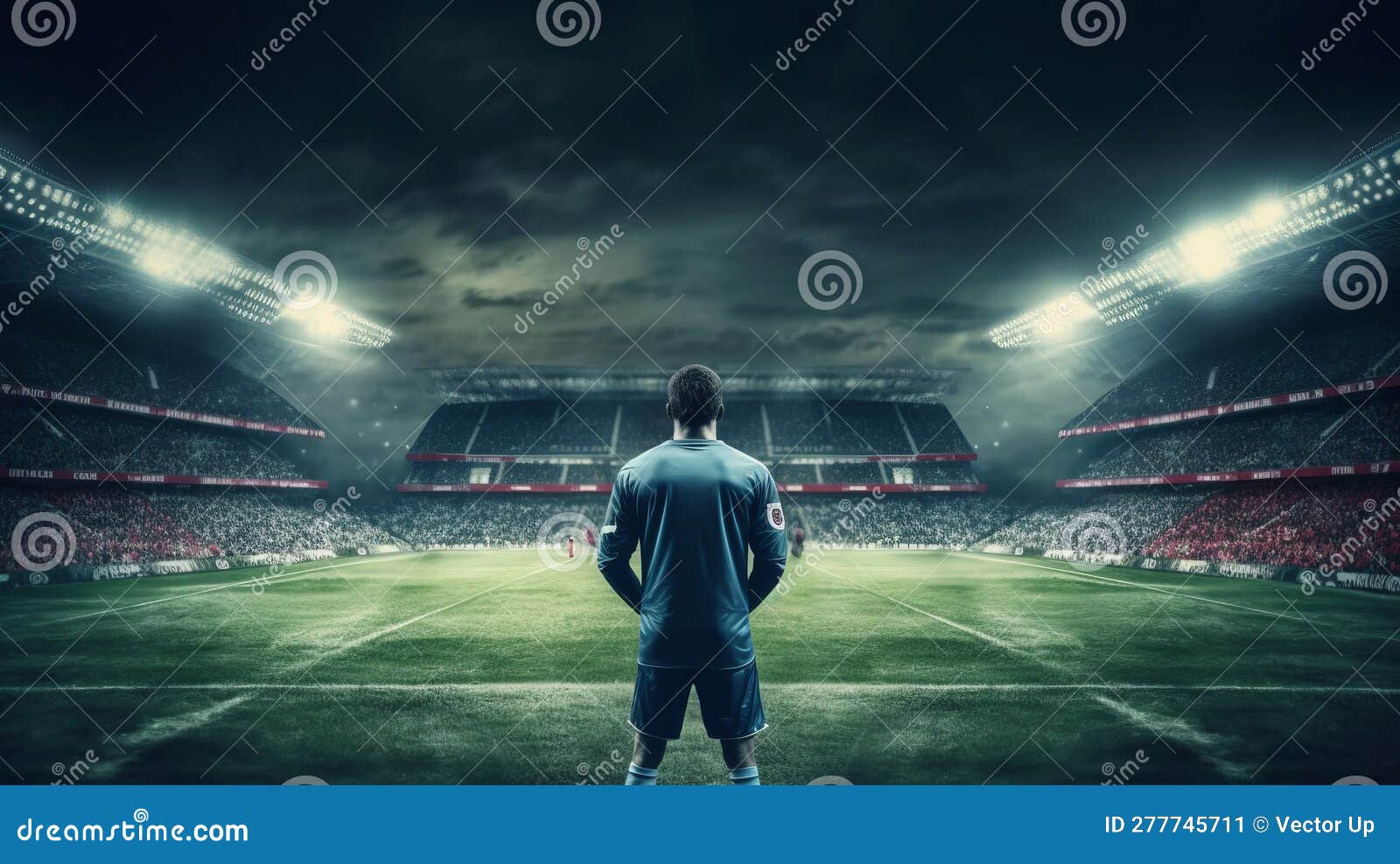 Football Player in the Stadium Rear View. Generative AI Stock ...