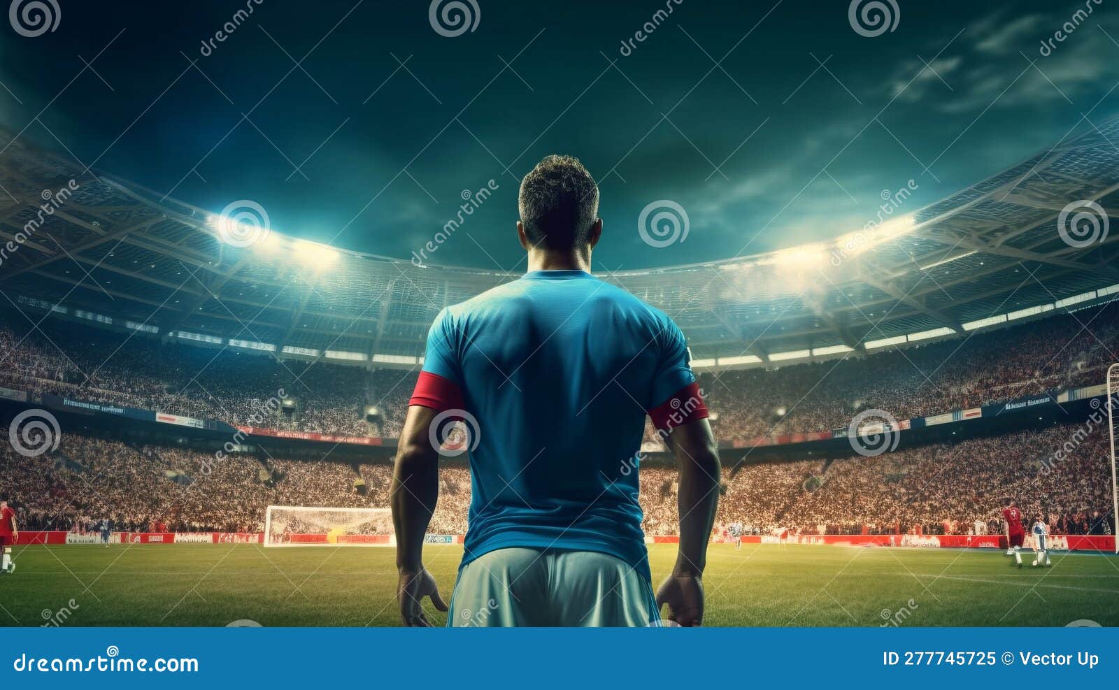 Football Player in the Stadium Rear View. Generative AI Stock ...