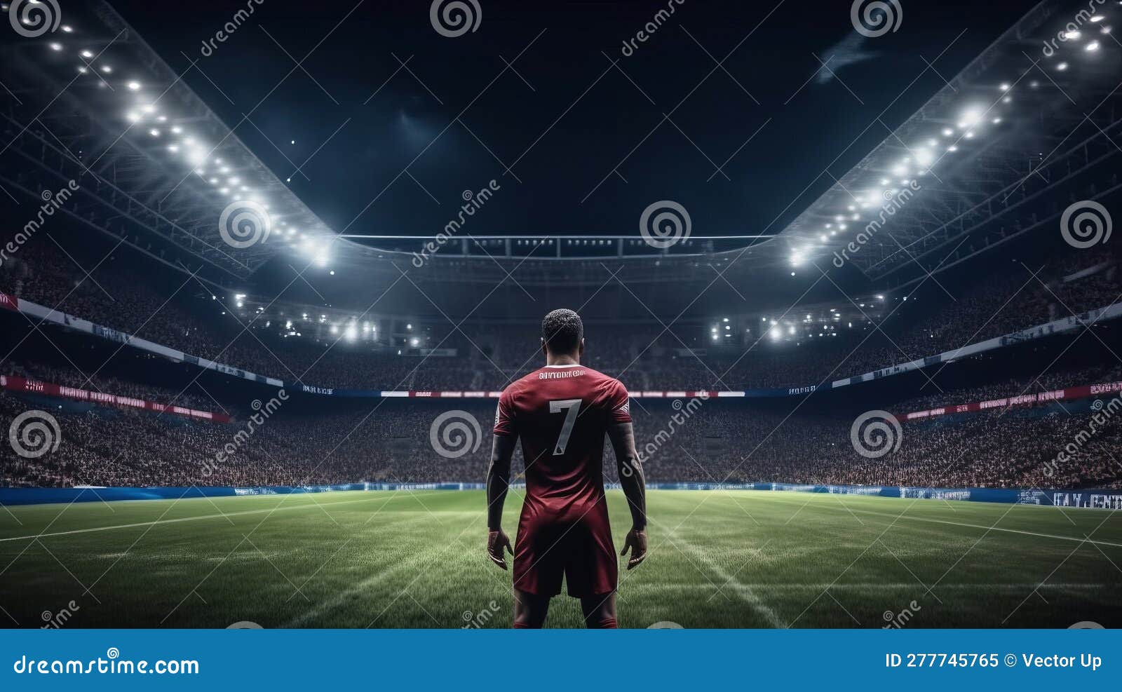 Football Player in the Stadium Rear View. Generative AI Stock ...