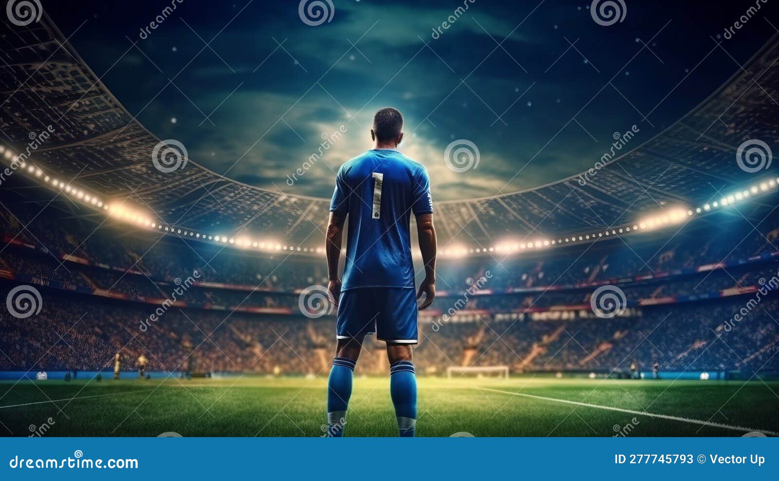 Football Player in the Stadium Rear View. Generative AI Stock Image ...