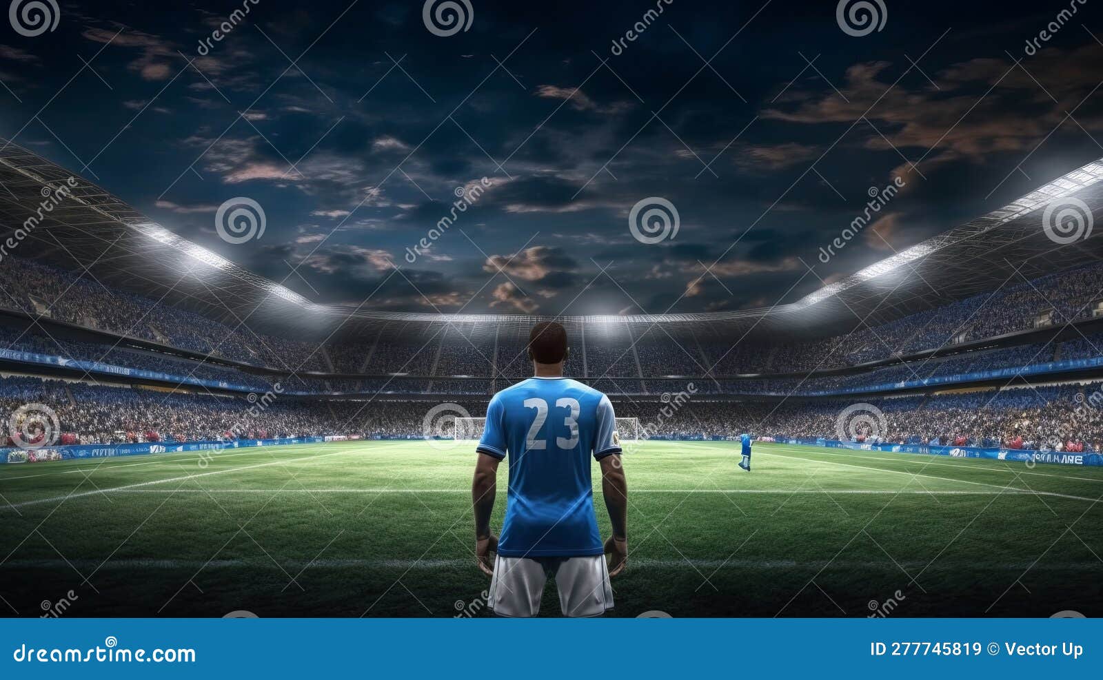 Football Player in the Stadium Rear View. Generative AI Stock ...