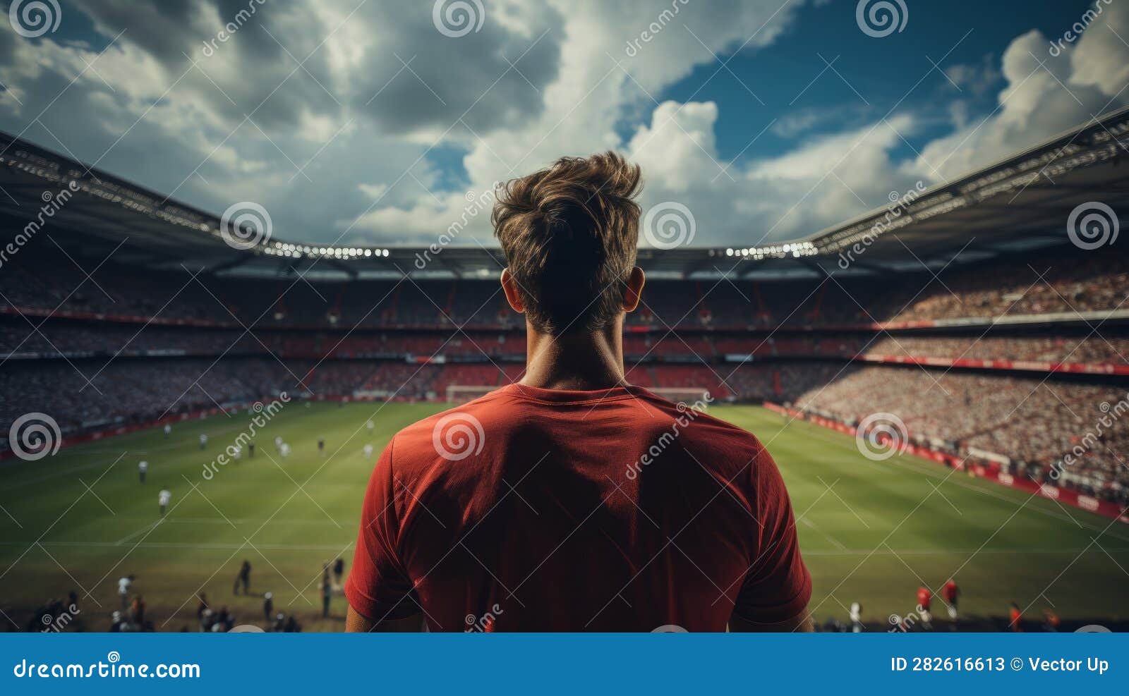 Football Player in the Stadium Rear View. Generative AI. Stock ...