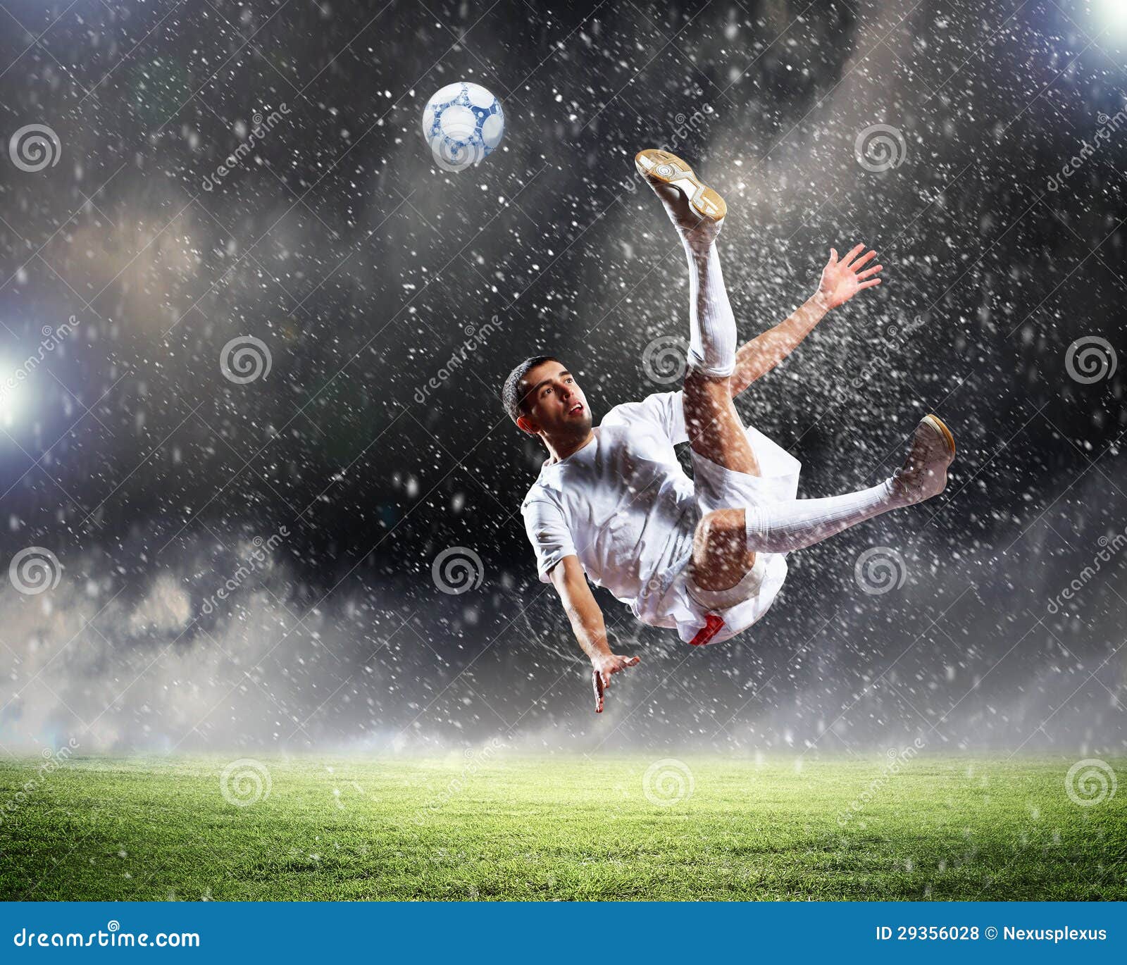 Football Player Striking the Ball Stock Photo - Image of athlete ...