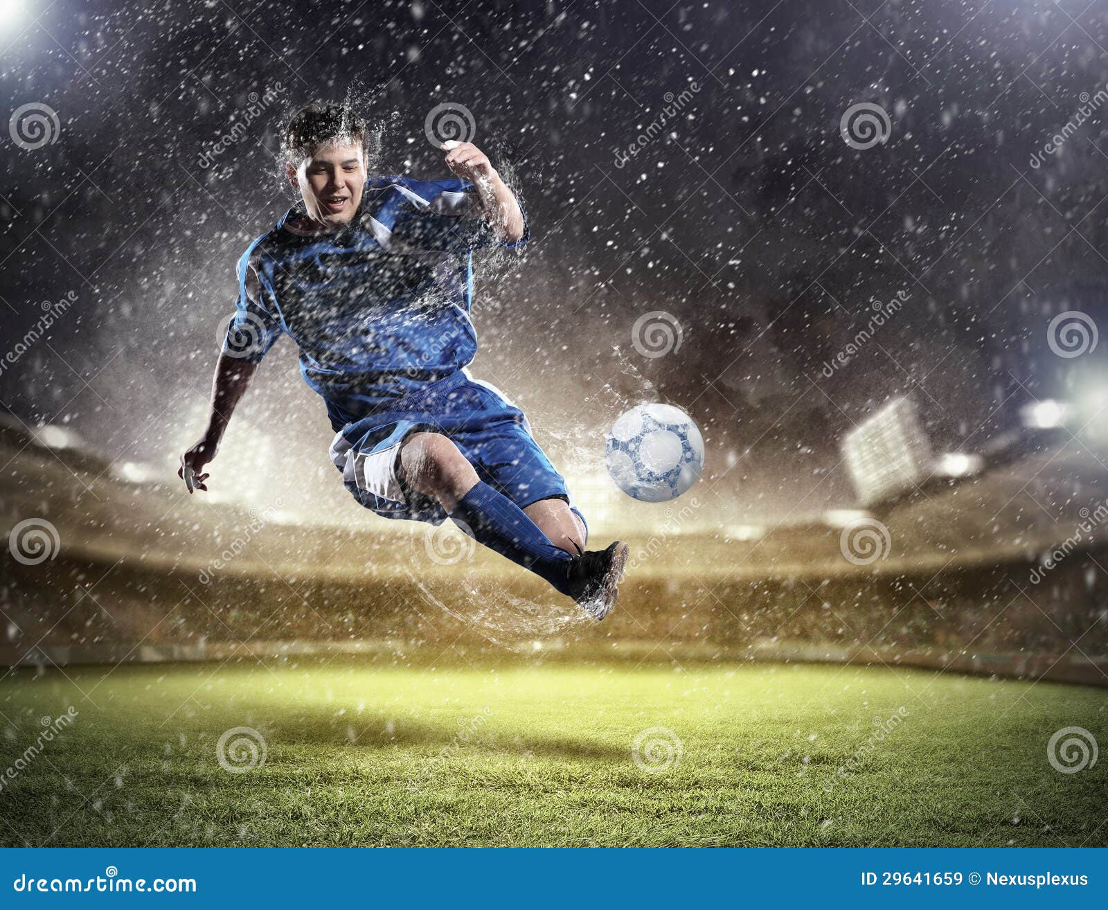 Football Player Striking the Ball Stock Image - Image of compete ...