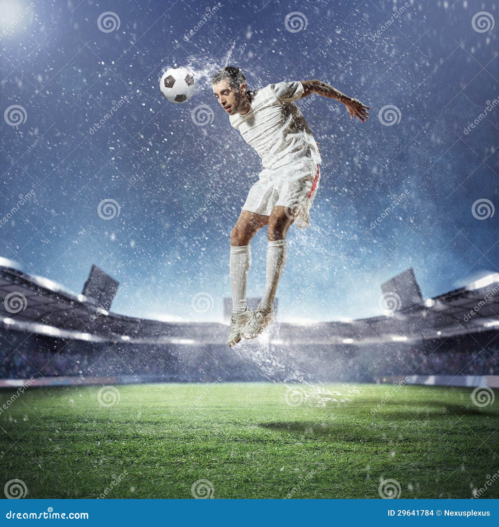 Football Player Striking the Ball Stock Photo - Image of fast, aloft ...