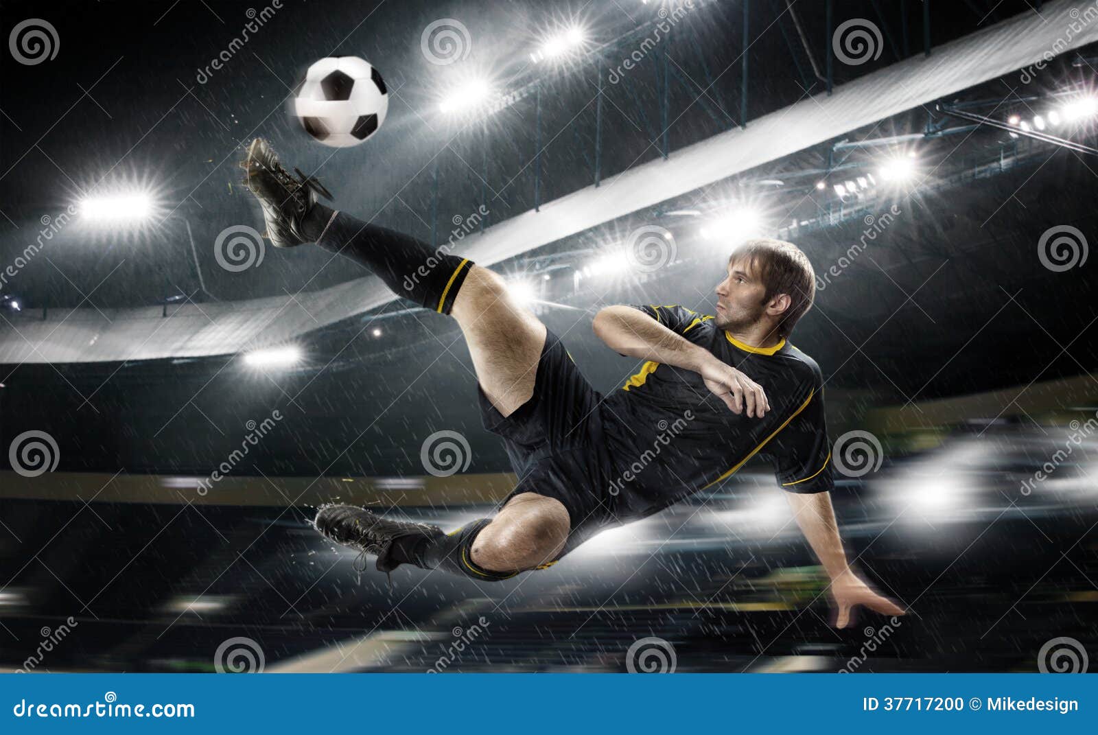 Football Player Striking the Ball Stock Photo - Image of carrier ...