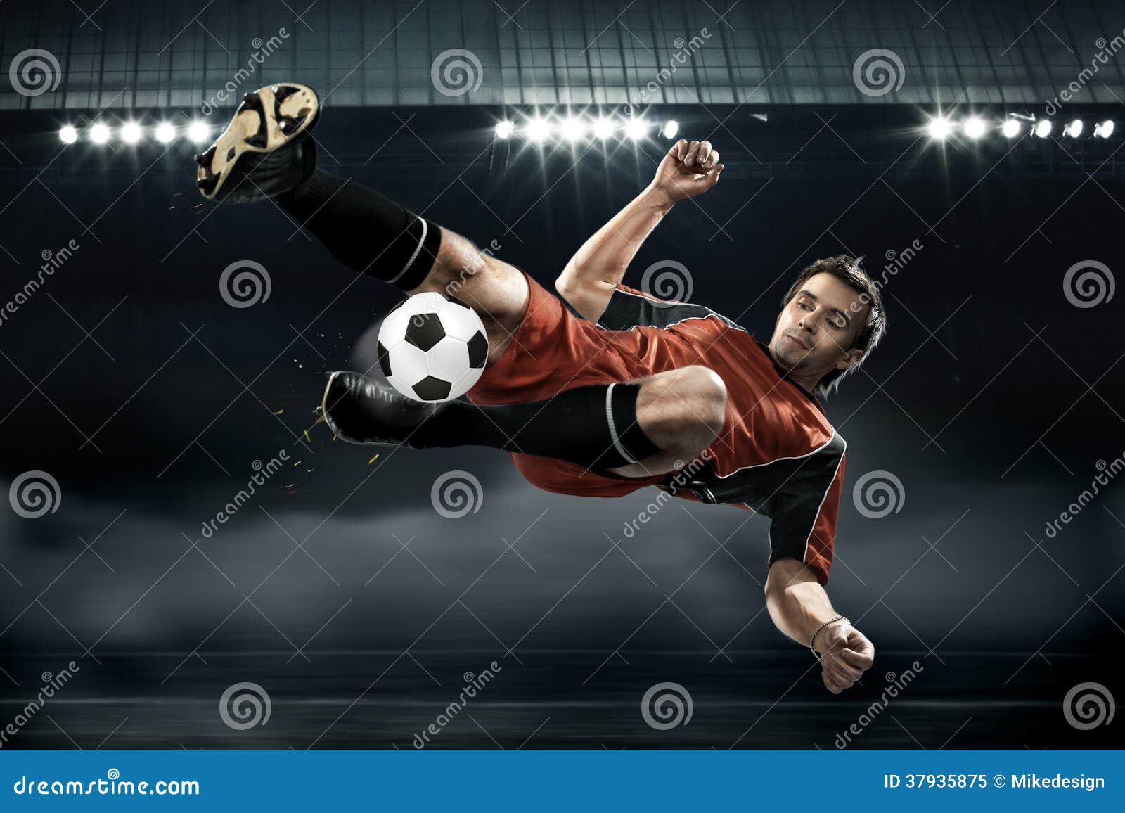 Football Player Striking the Ball Stock Image - Image of champion ...