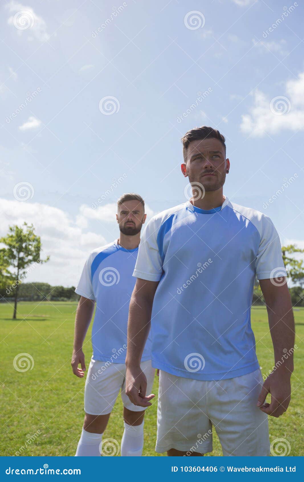 Football Players Standing in Ready Position Stock Photo - Image of ...