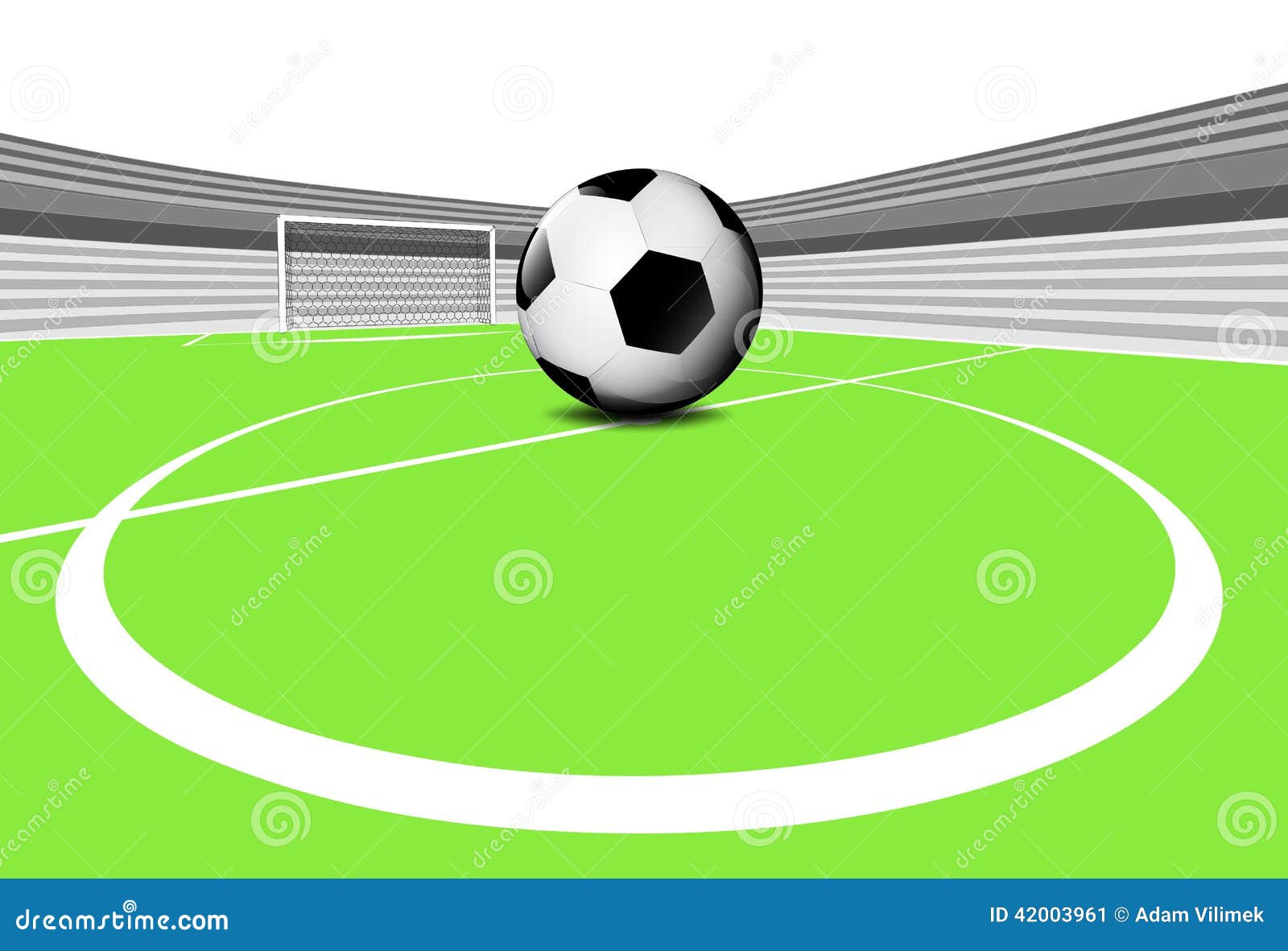 Football Playground Scene of Center Circle with Empty Stadium Stock ...