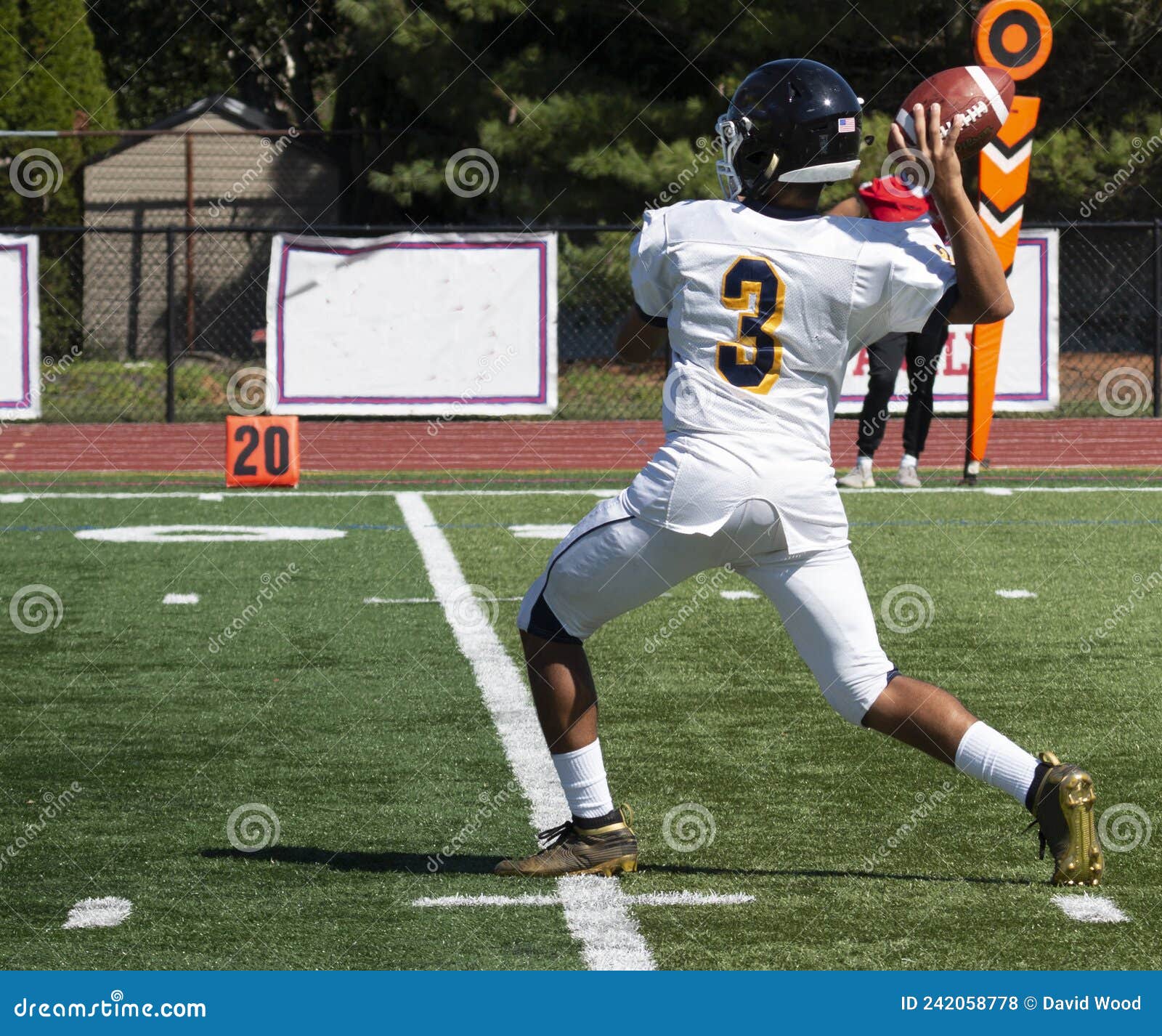 Football Quarterback Passing the Ball during a Game Stock Photo - Image ...