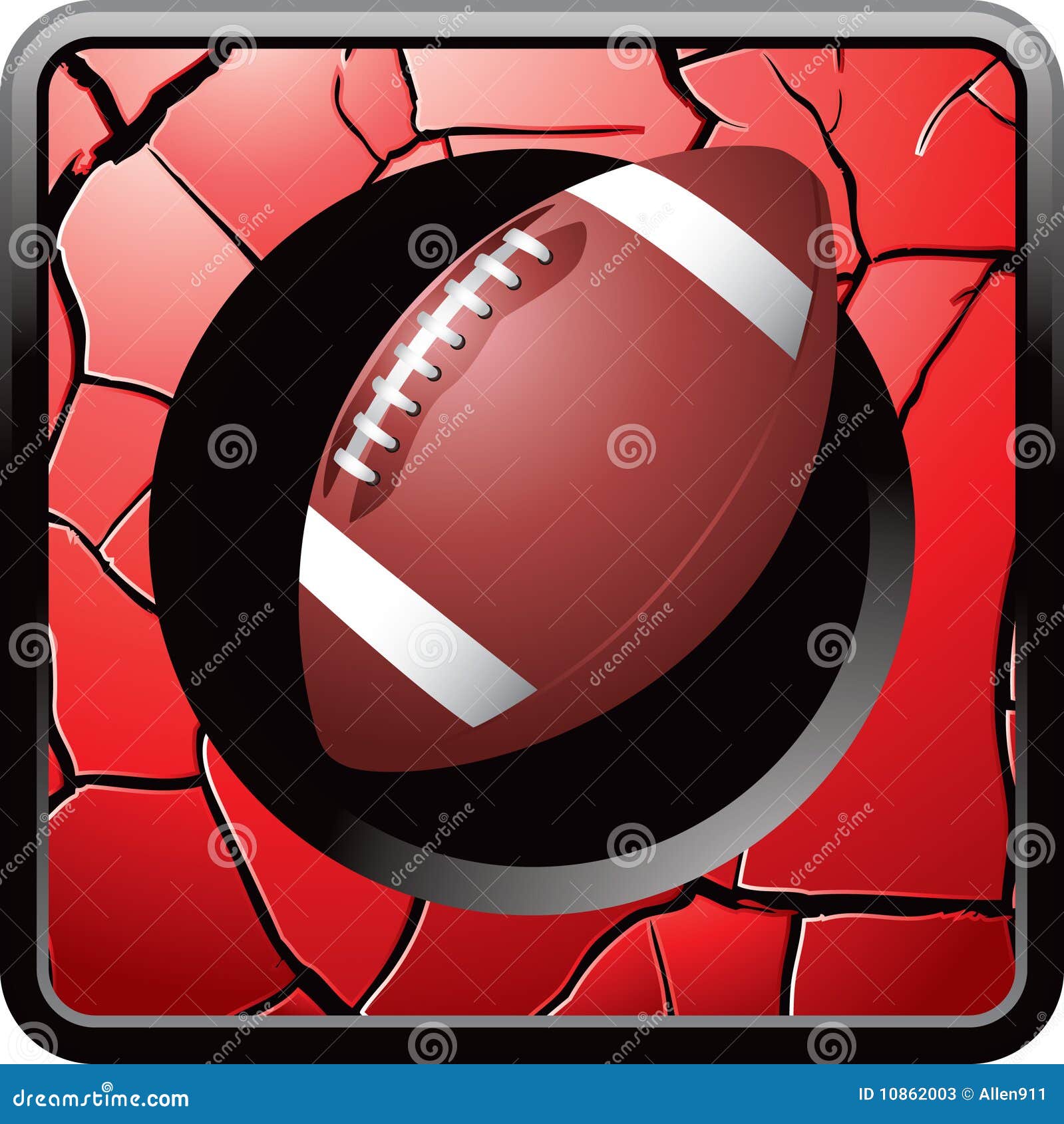 Football Red Cracked Web Button Stock Vector - Illustration of ...