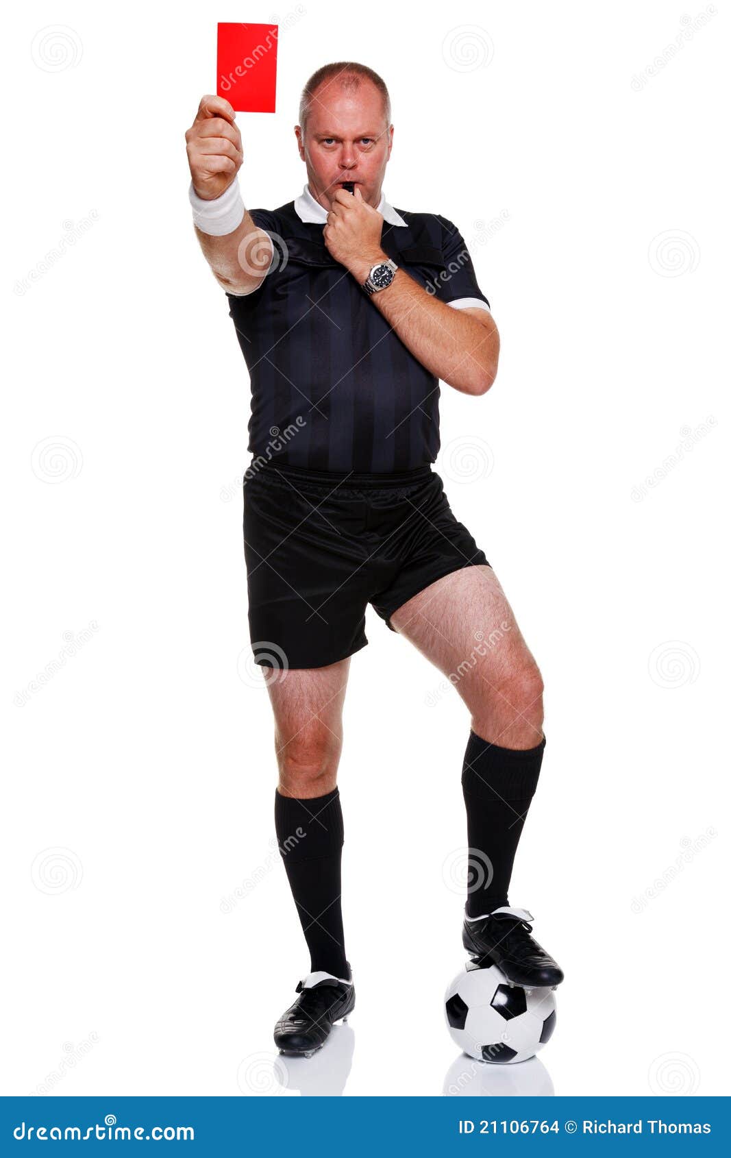 Football Referee Full Length Isolated on White Stock Photo - Image of ...