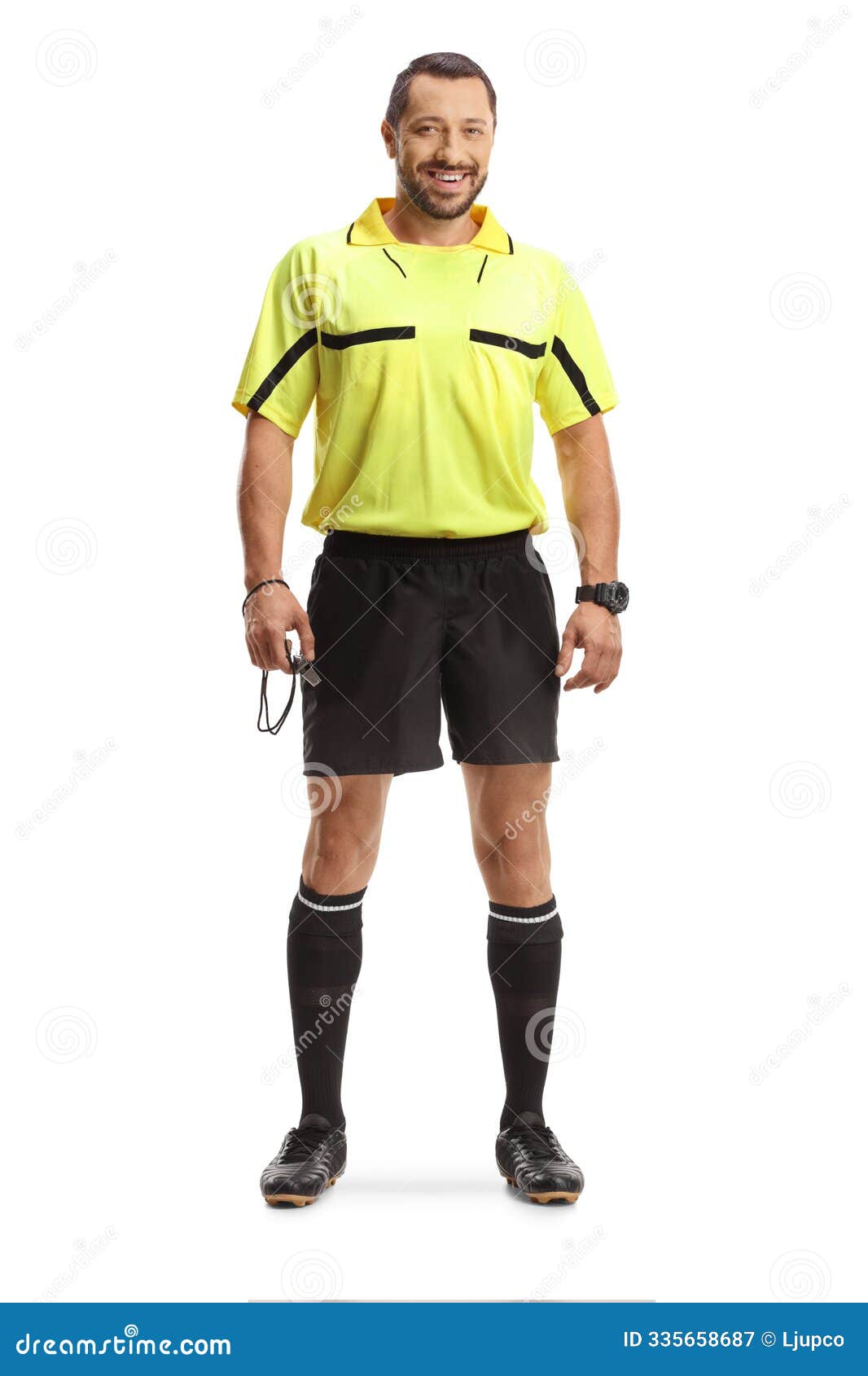 Football Referee Holding a Whistle and Smiling Stock Image - Image of ...