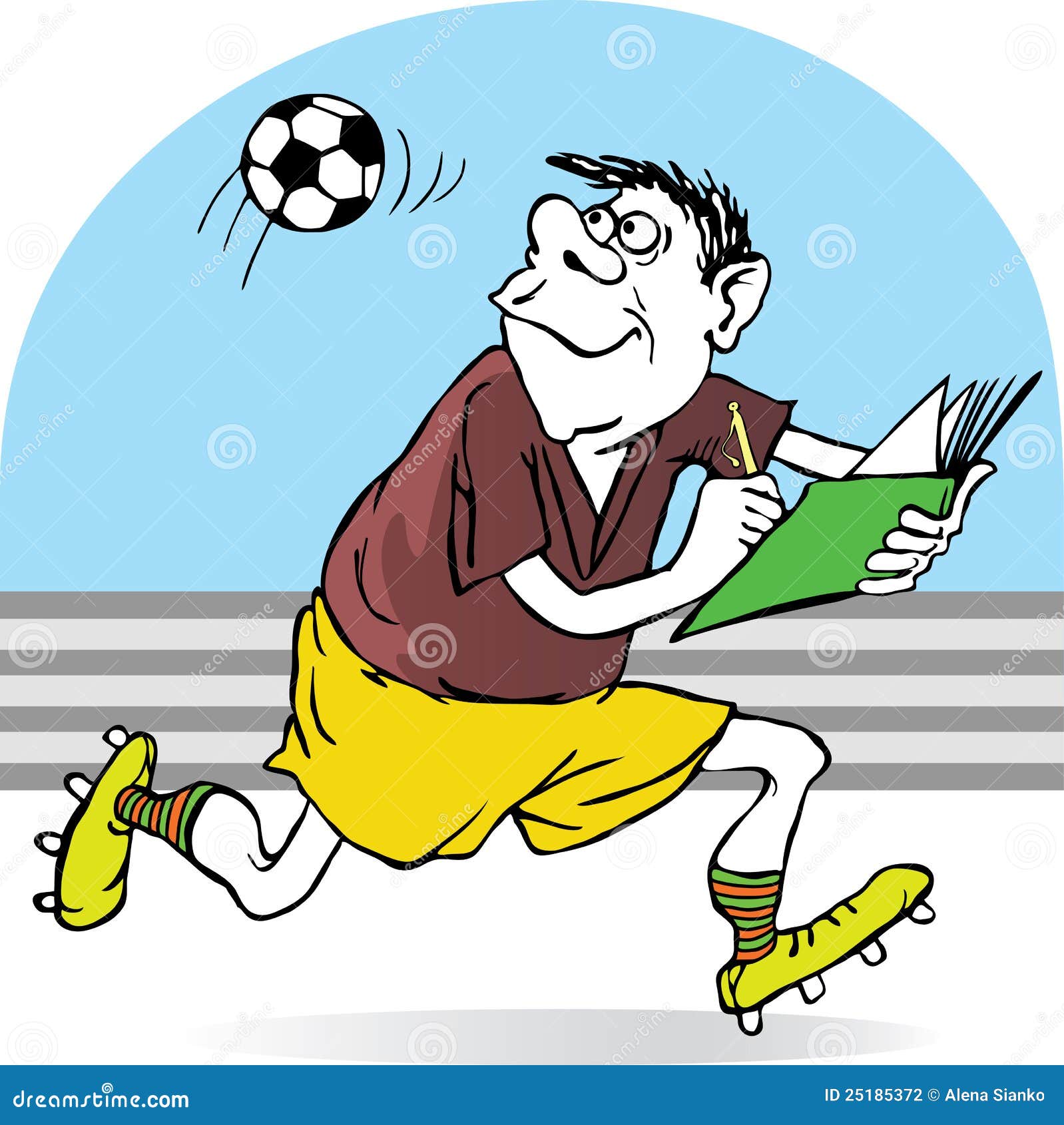 Football Referee Records in a Notebook Flight of T Stock Vector ...