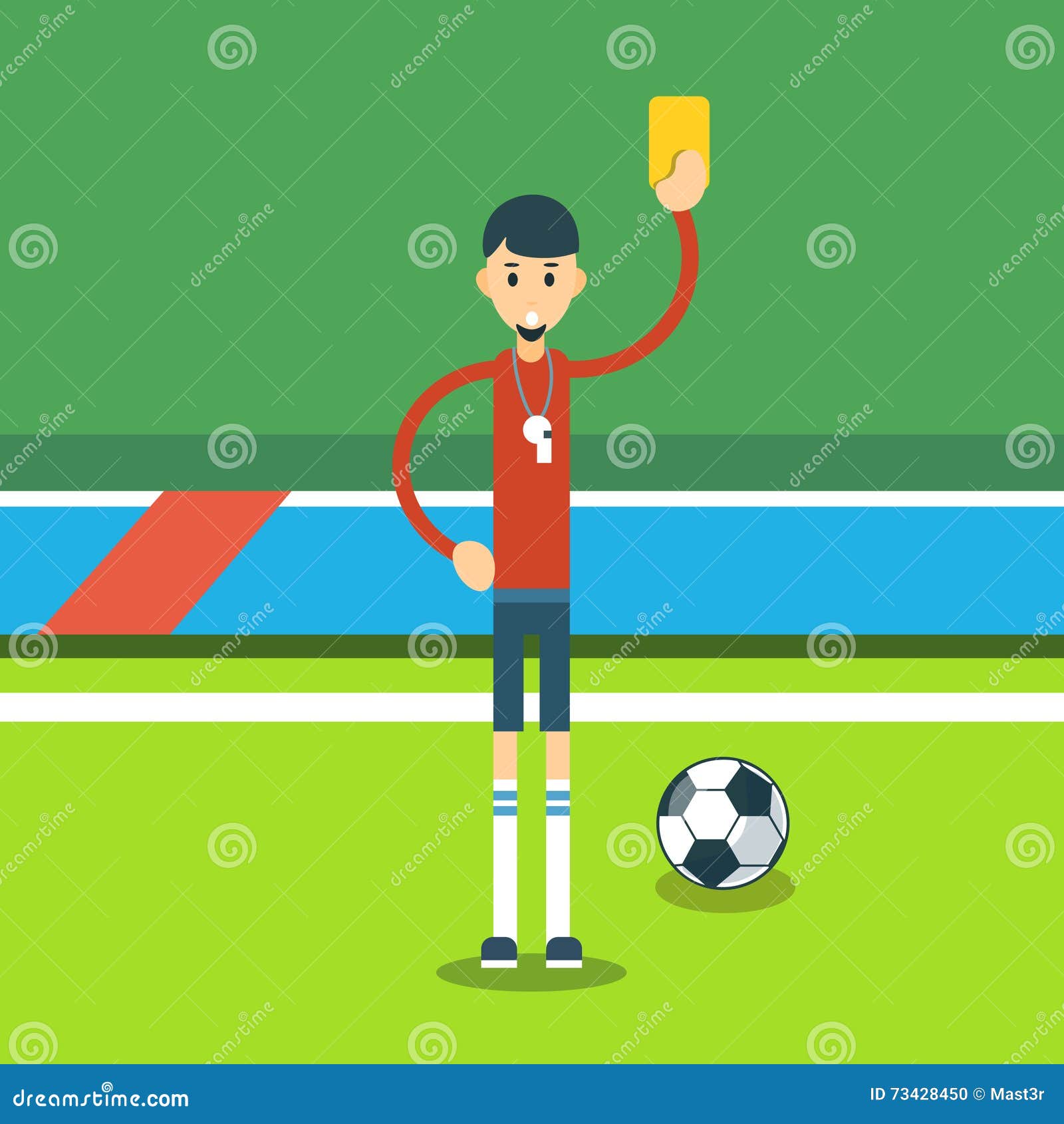 Football Referee Show Yellow Card Stock Vector - Illustration of ...