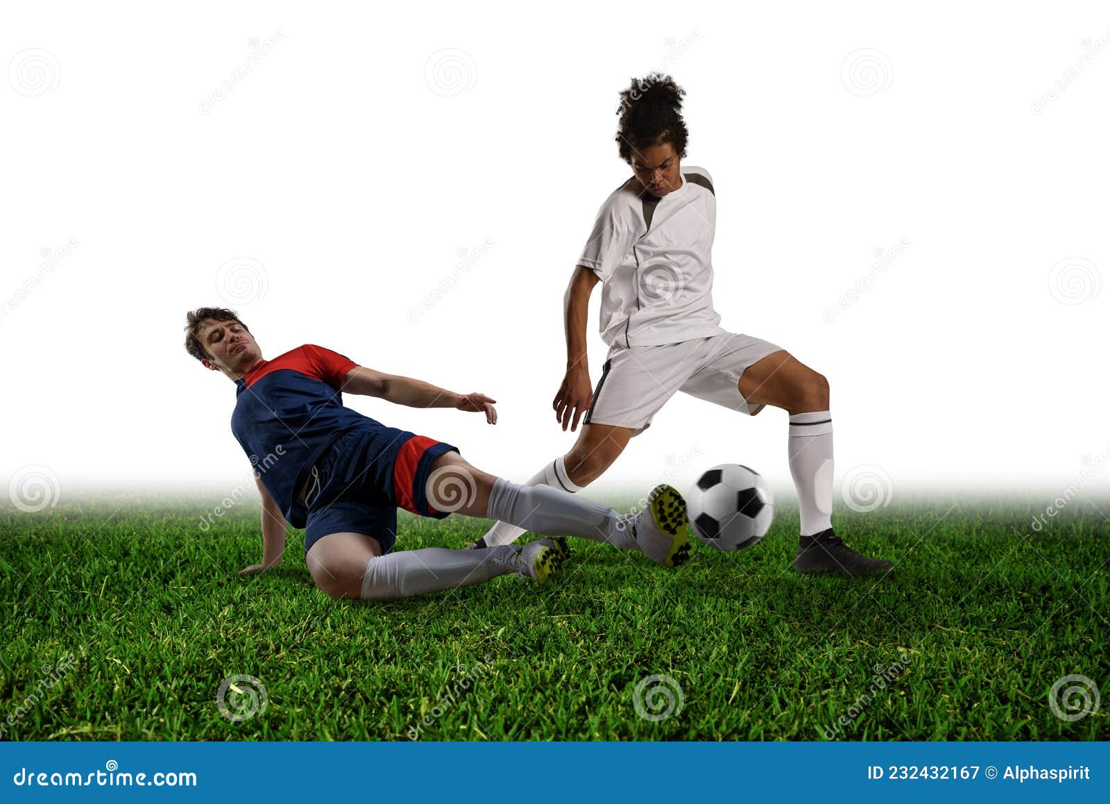 Football Scene with Competing Football Players at the Stadium Stock ...