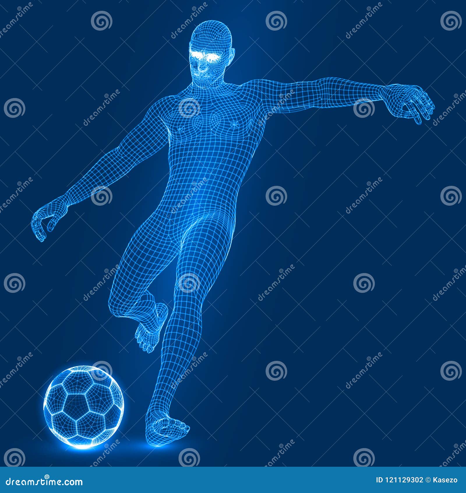 Football Shoot. 3d Wireframe Style Vector Illustration Stock Vector ...