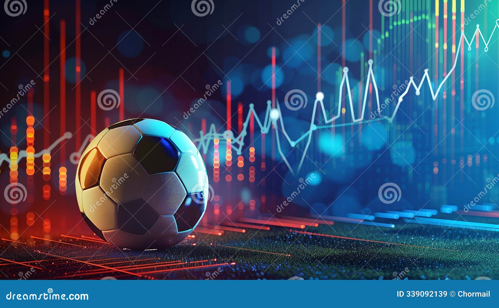 Football Soccer with Digital Static Graph Background Stock Illustration ...