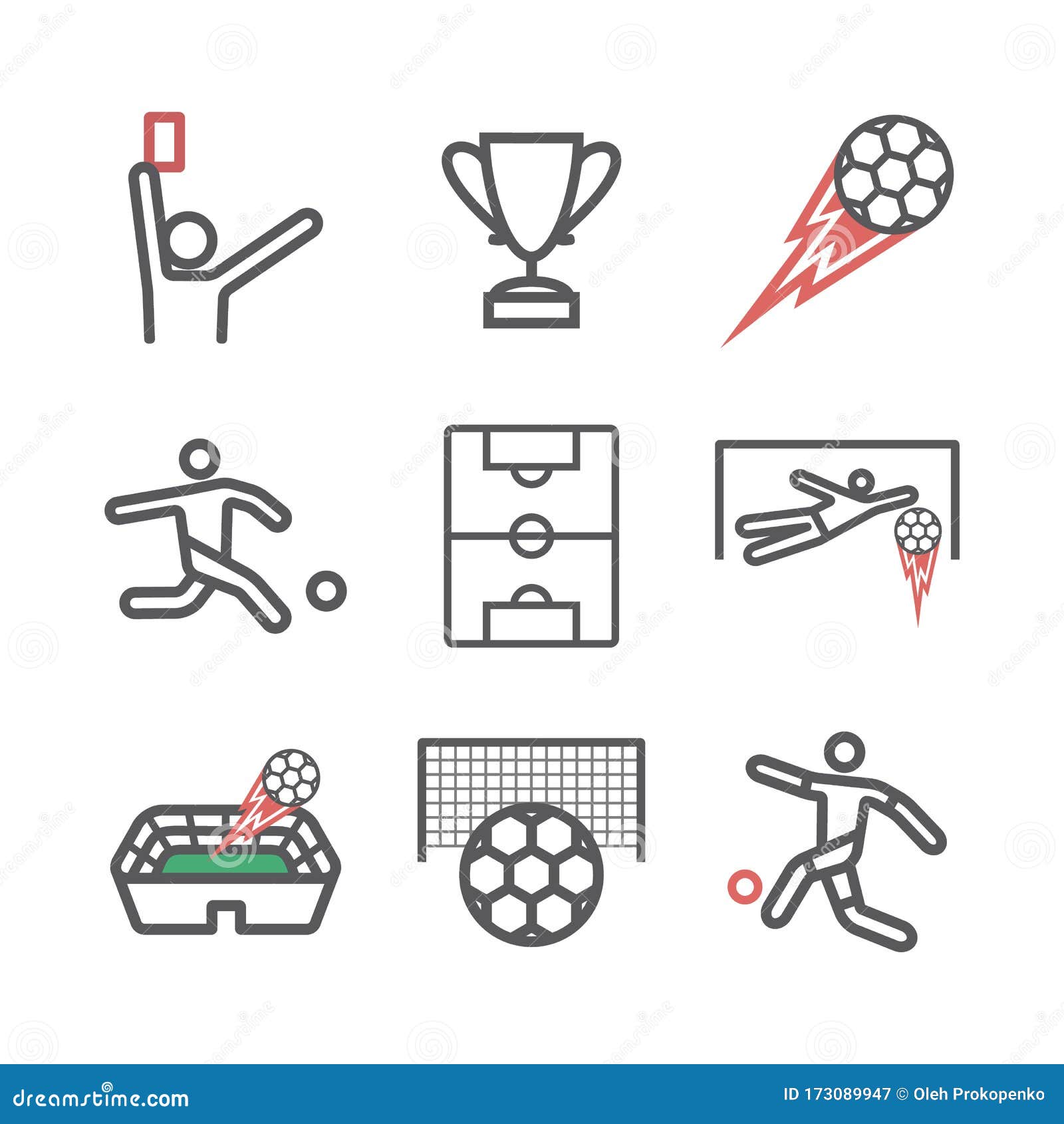 Soccer Line Vector Icons And Signs. Goal, Kick, Striker, Pass, Skiller ...