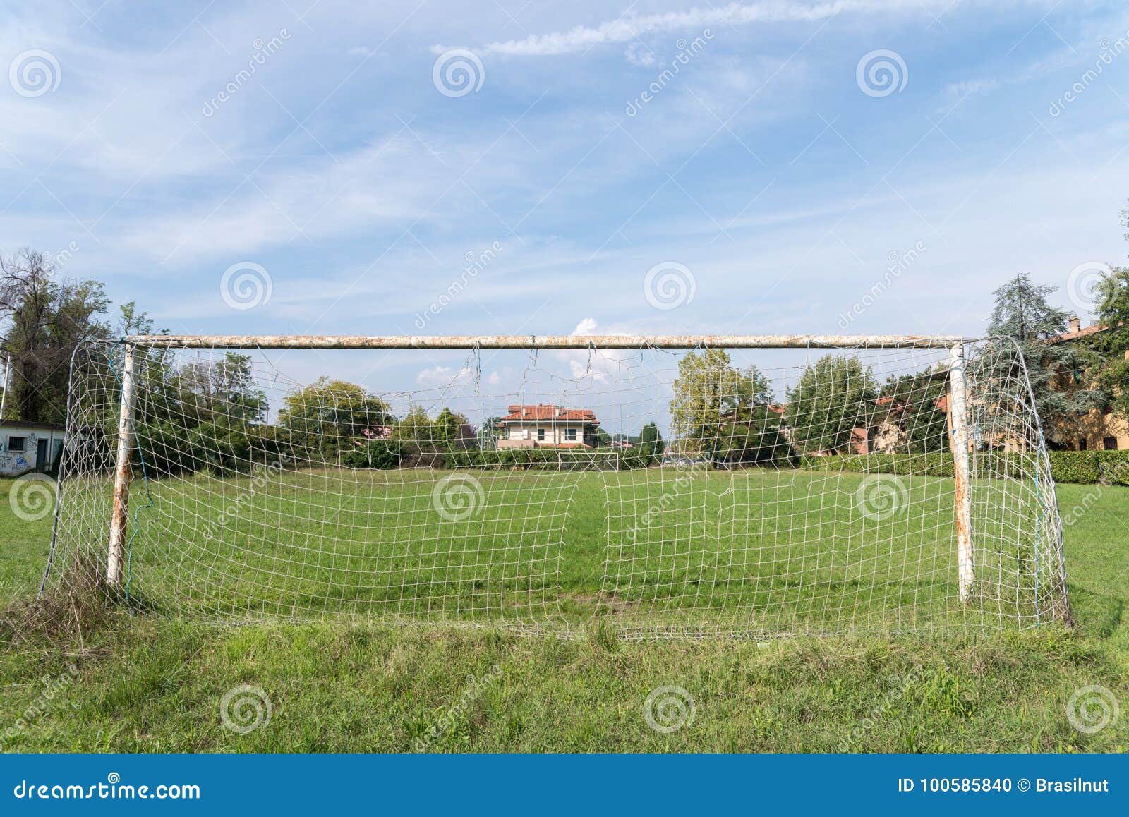 A Football / Soccer Net on an Empty Field Stock Photo - Image of goal ...