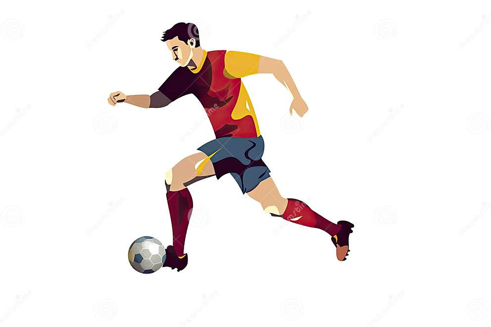 Football Soccer Player Man In Action Isolated White Background Stock