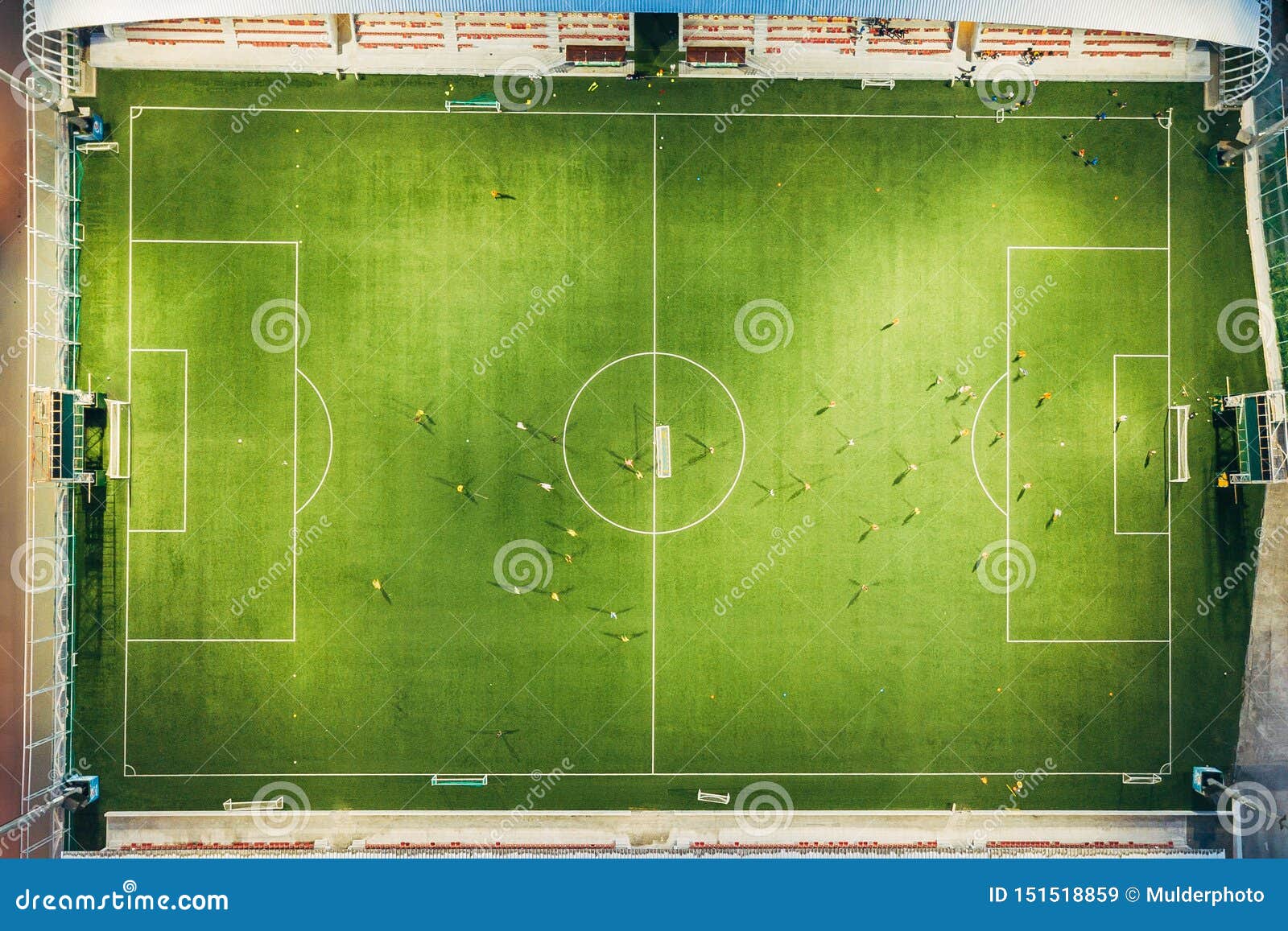 Football Stadium in Evening, Top View from Drone Stock Image - Image of ...