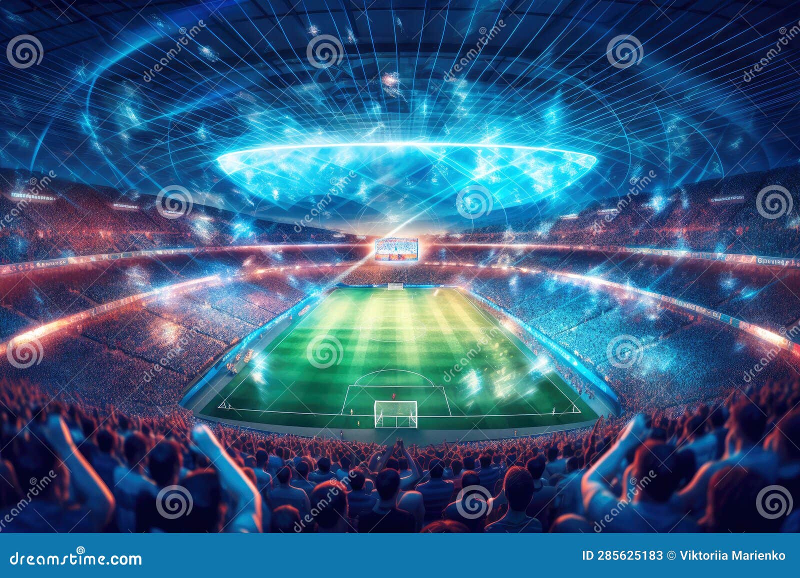 Football Stadium with Fans. the Concept of 5G, Augmented and Virtual ...