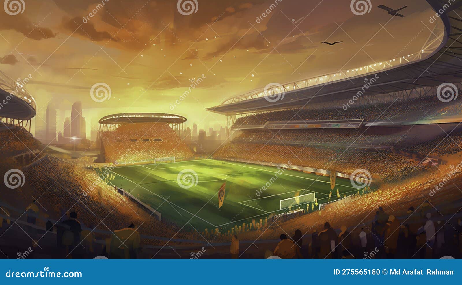 A Football Stadium with Full of Crowd People, Created Using Generative ...