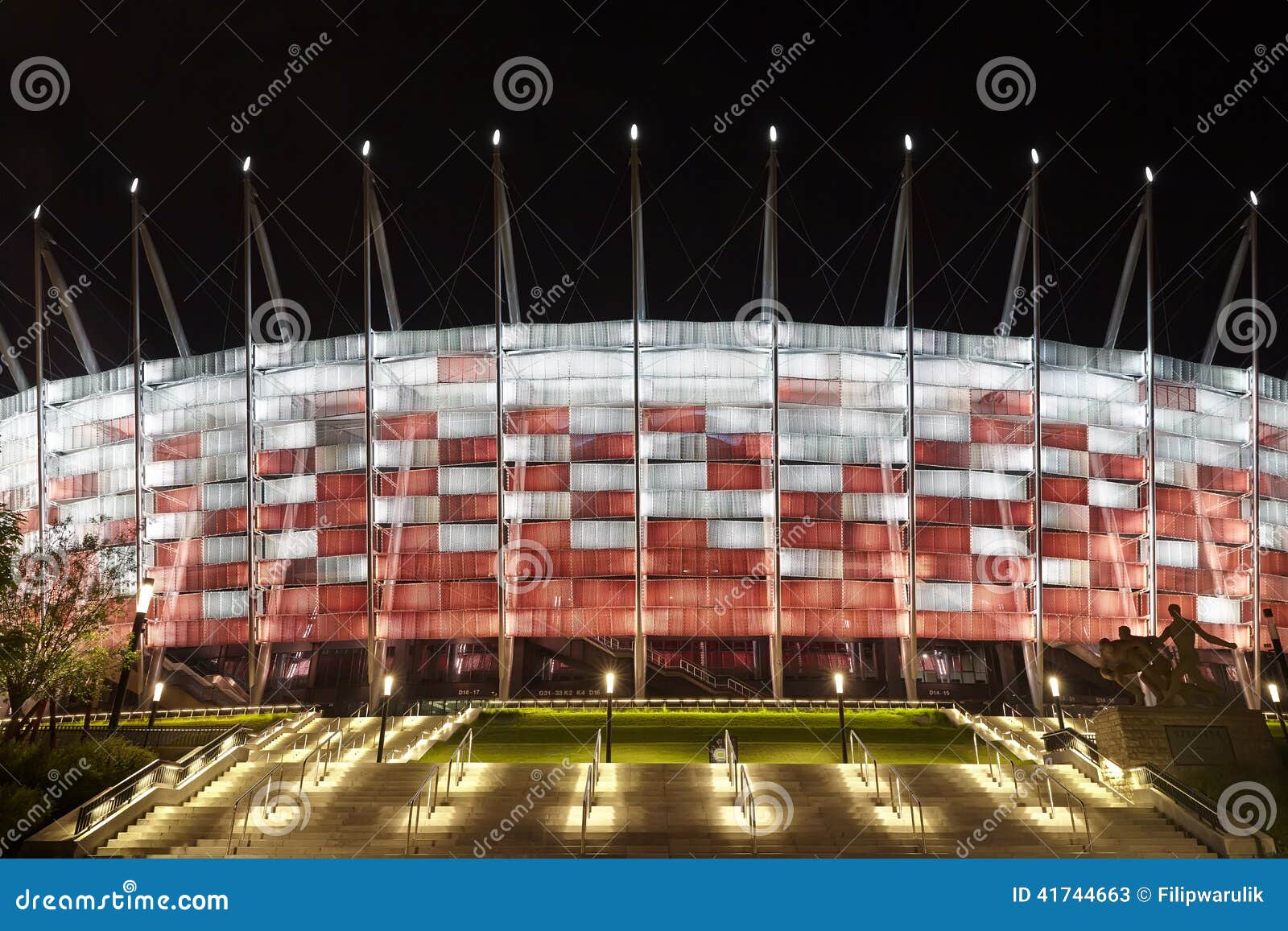 Football stadium at night stock image. Image of illumination - 41744663