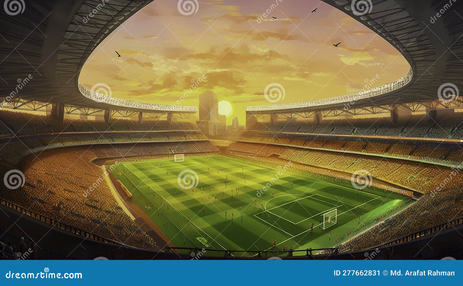 A Football Stadium with Sunset View, Created Using Generative Ai Tools ...