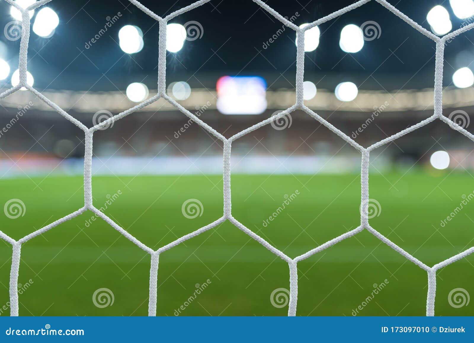 Football Stadium - View by the Net Stock Photo - Image of football ...