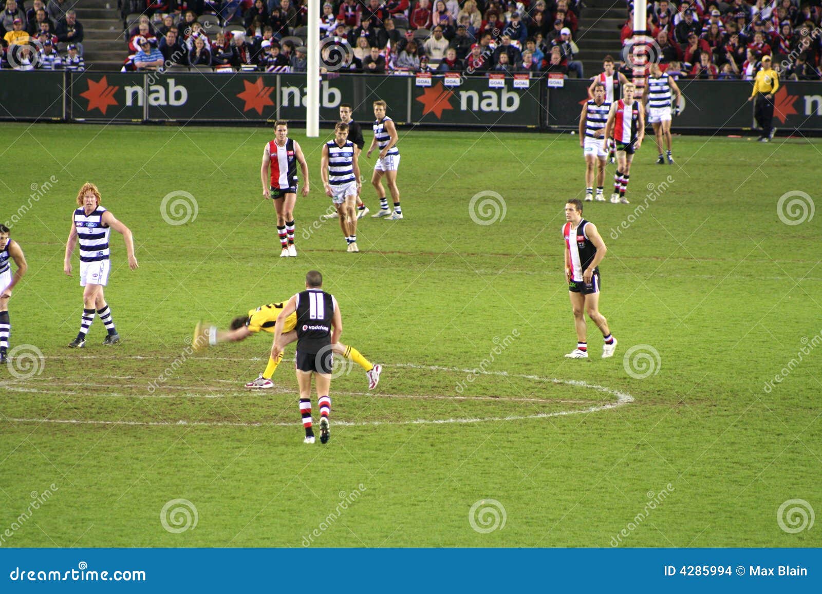 Footy Teams On The Field During A Quarter Time Break At Ikon Park ...
