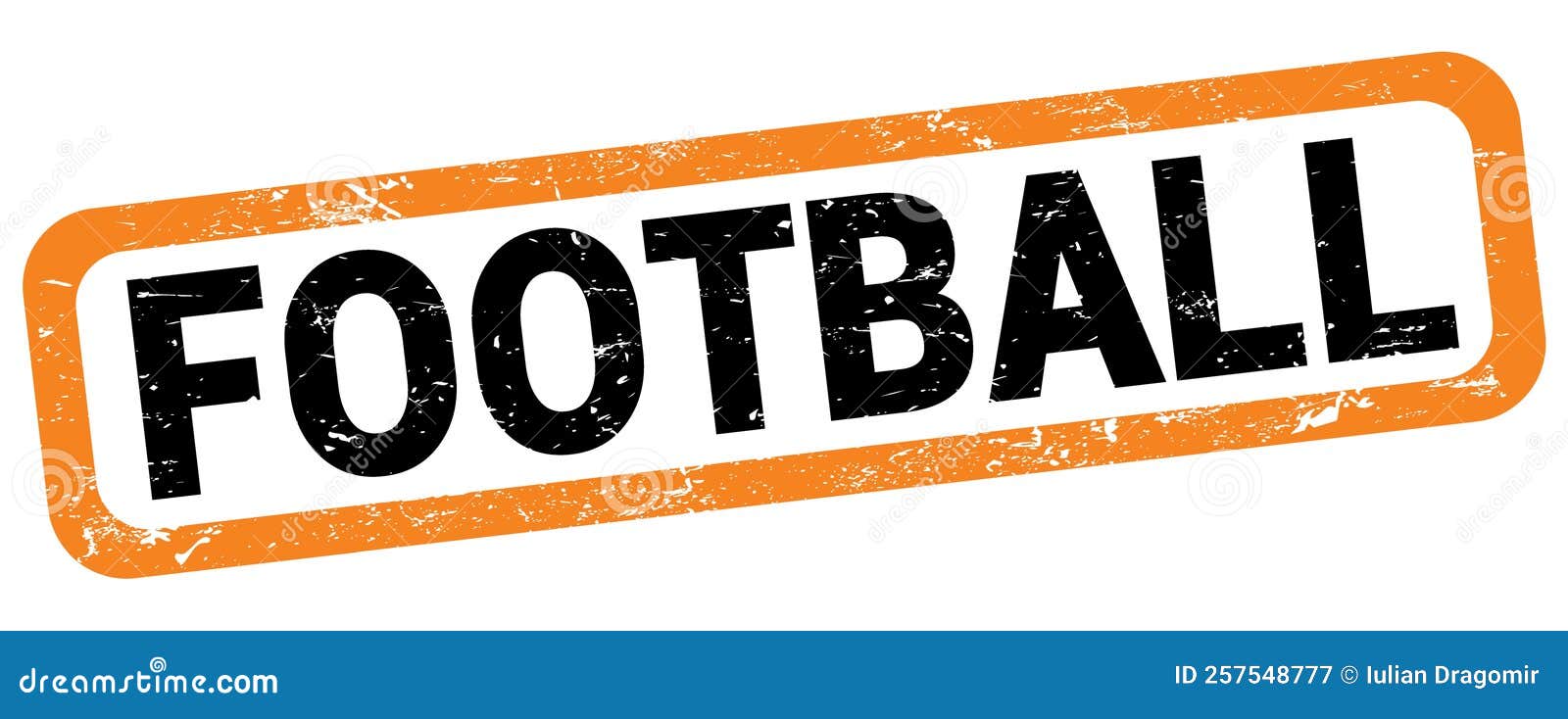 FOOTBALL Text Written on Orange-black Rectangle Stamp Stock ...