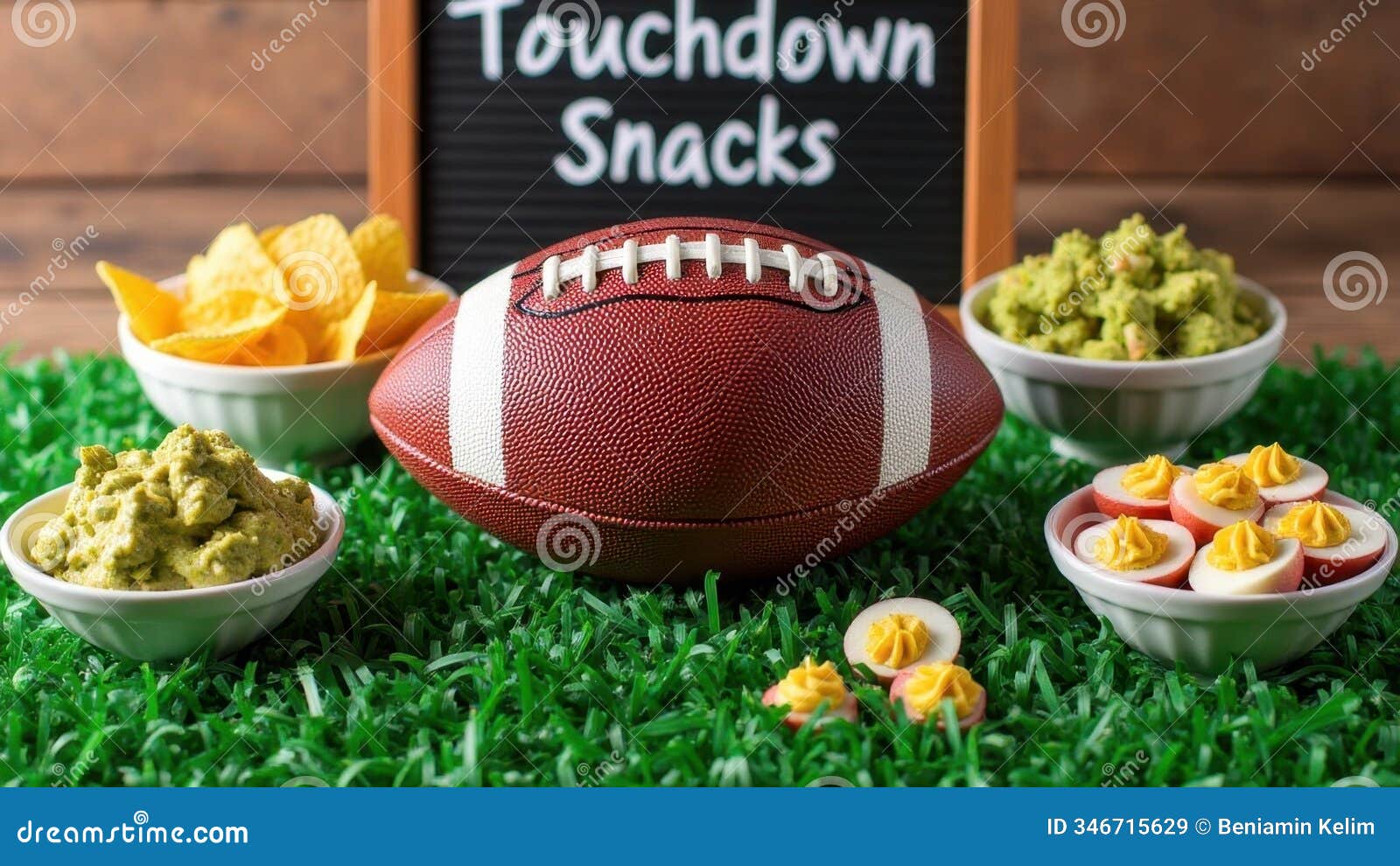 Football-themed Snack Spread with Guacamole and Deviled Eggs on ...