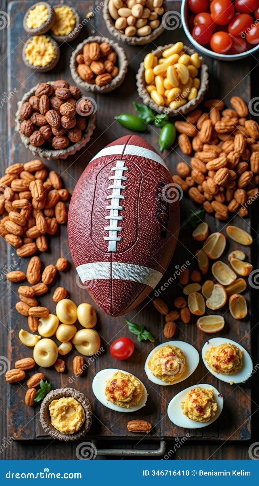 Football-themed Snack Tray with Nuts, Cheese, and Deviled Eggs for a ...