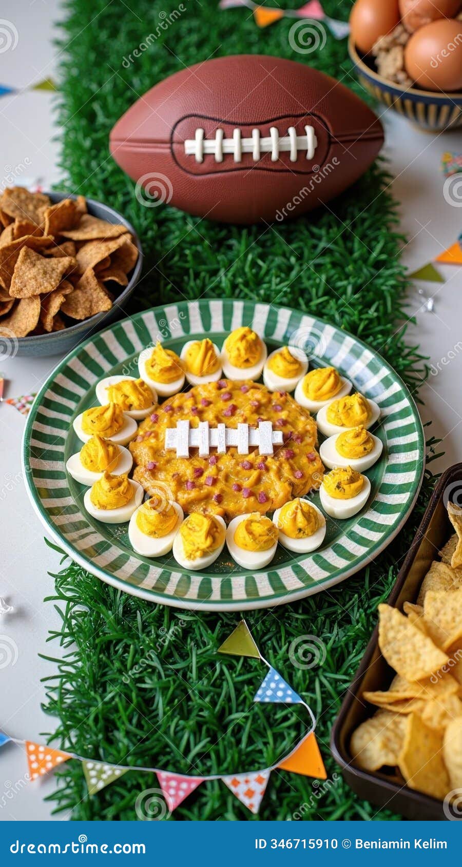 Football-themed Tailgate Snacks with Deviled Eggs and Nacho Cheese Dip ...
