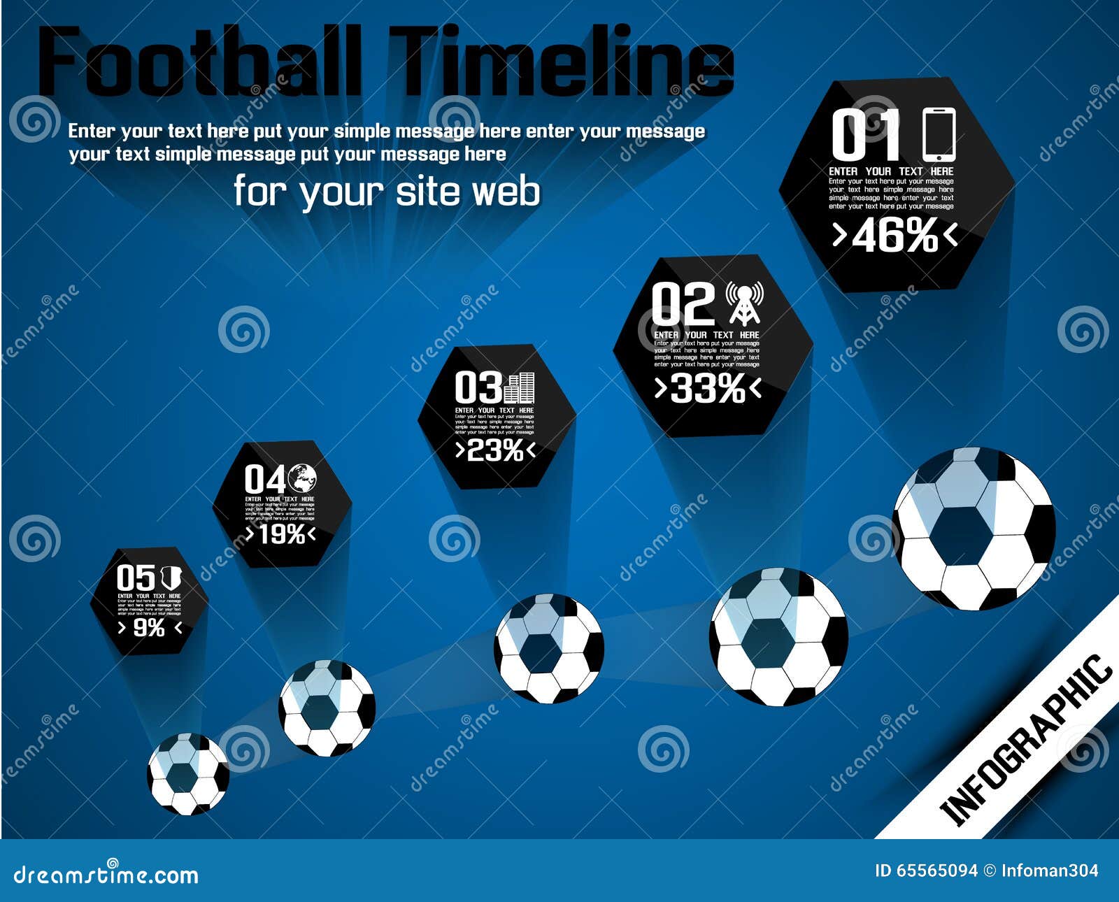 Football Timeline Infographic Stock Vector - Illustration of button ...