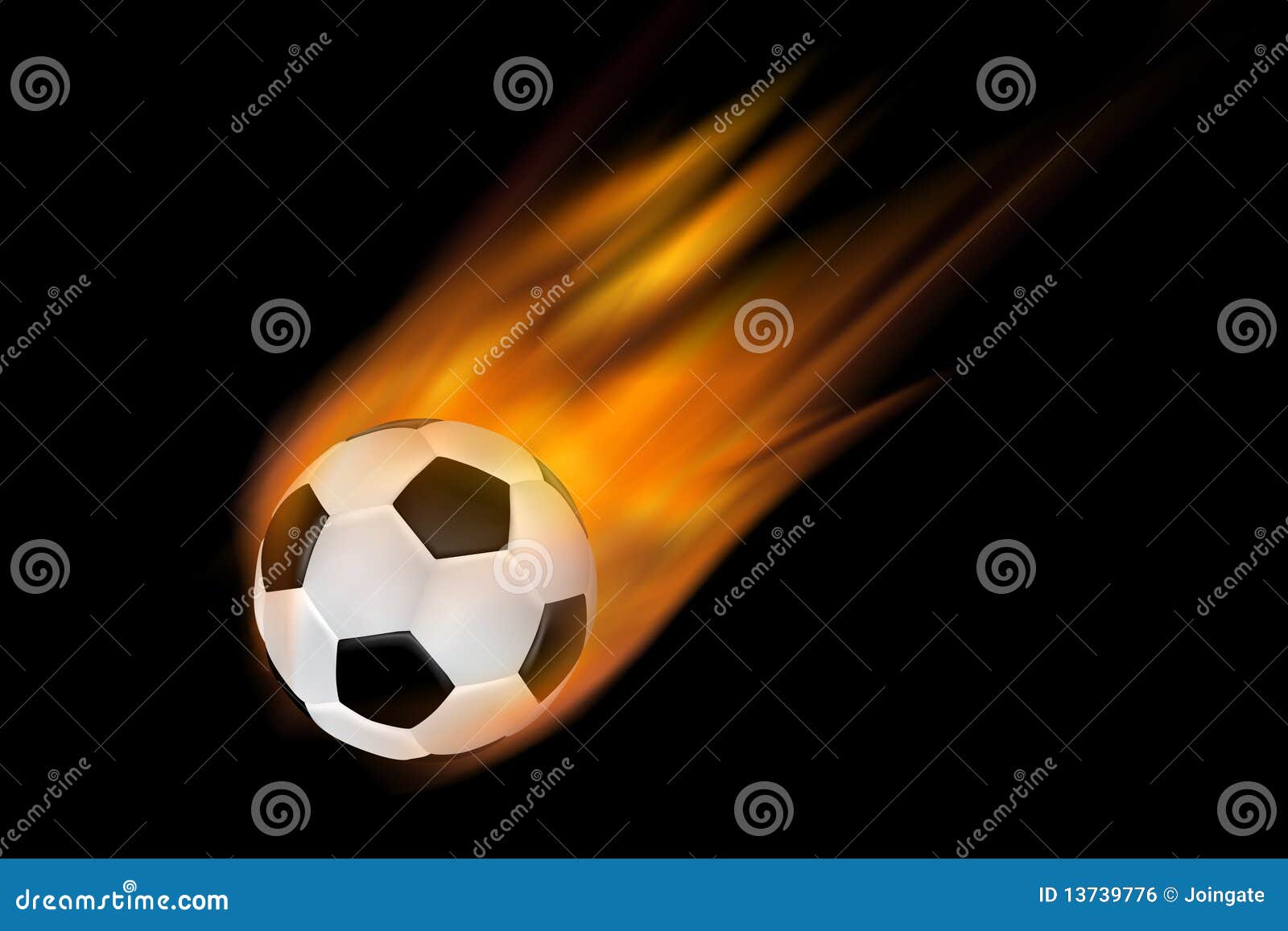 Football with Trail of Flames Stock Illustration - Illustration of ...