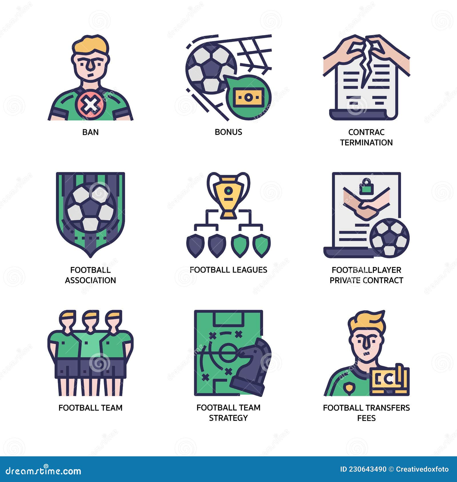 Football Transfers Icons Set Stock Vector - Illustration of vector ...