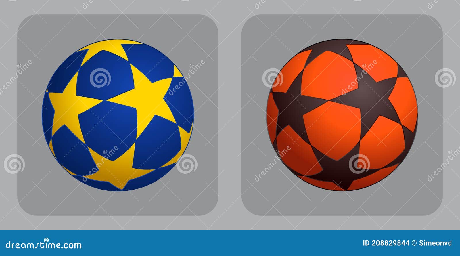 Football Vector Icon. Blue and Red Soccer Balls with Star Stock Vector ...