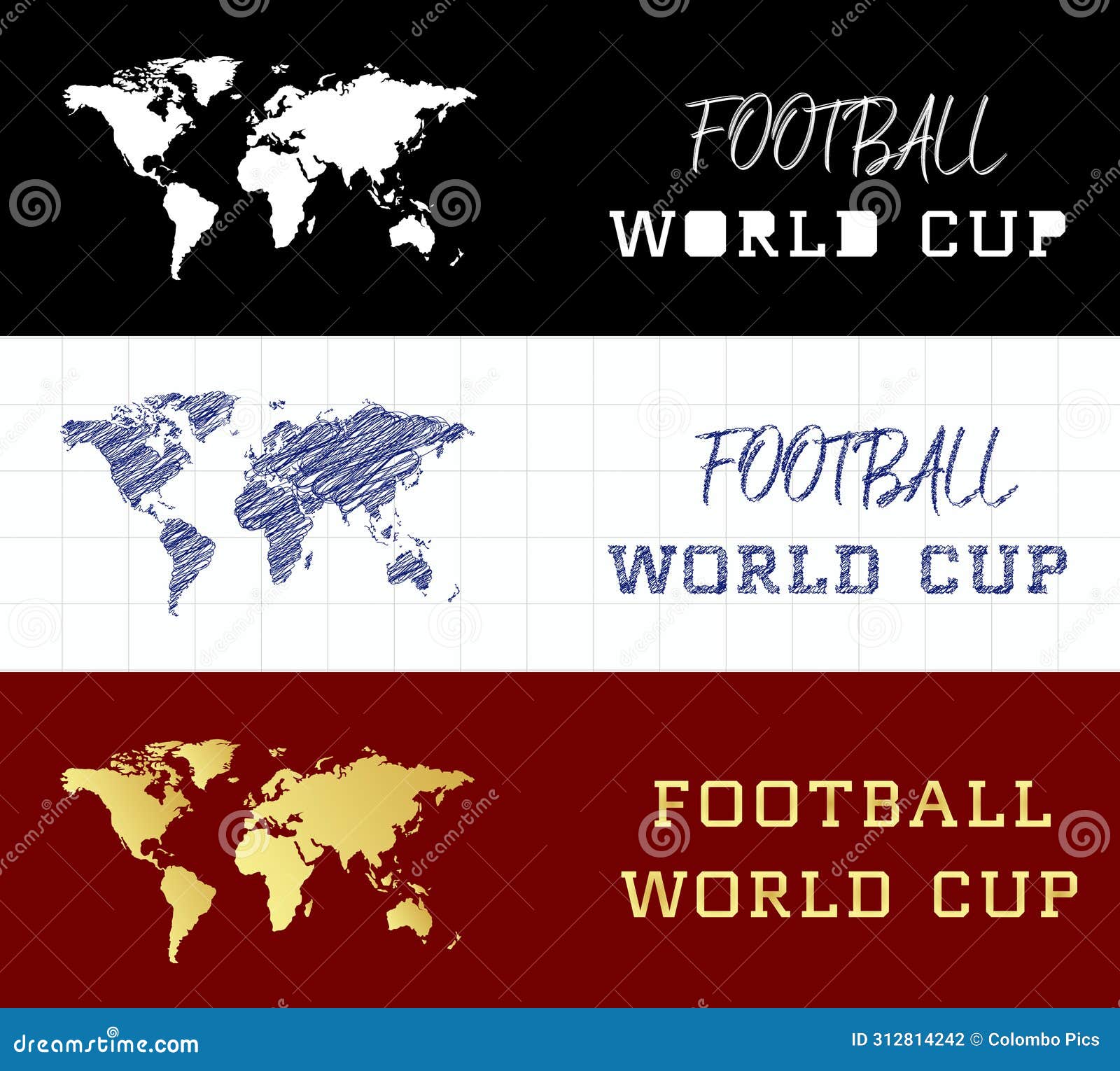 Football World Cup Text Effect with World Map Stock Illustration ...
