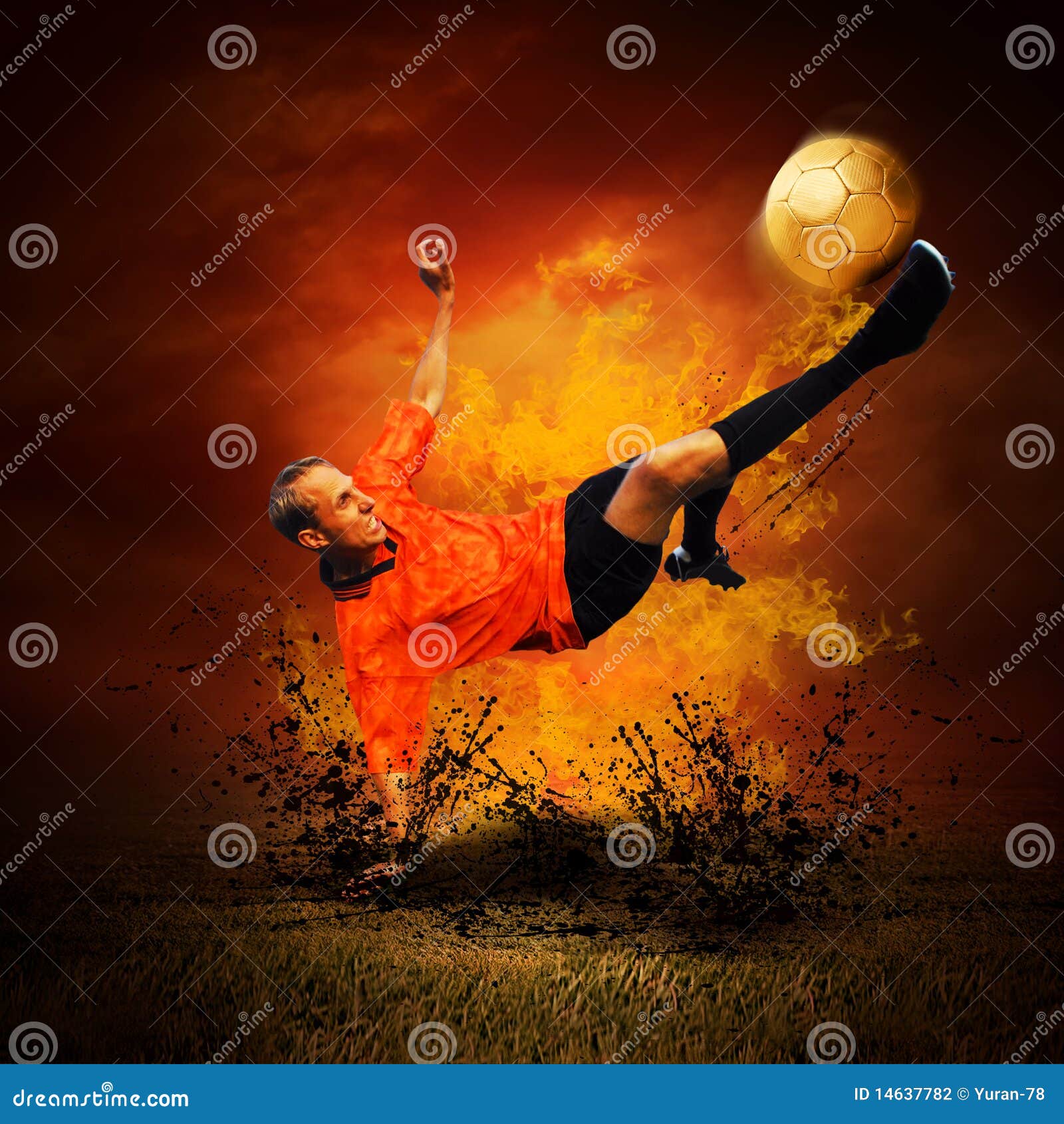 Footballer in fires stock photo. Image of footballer - 14637782