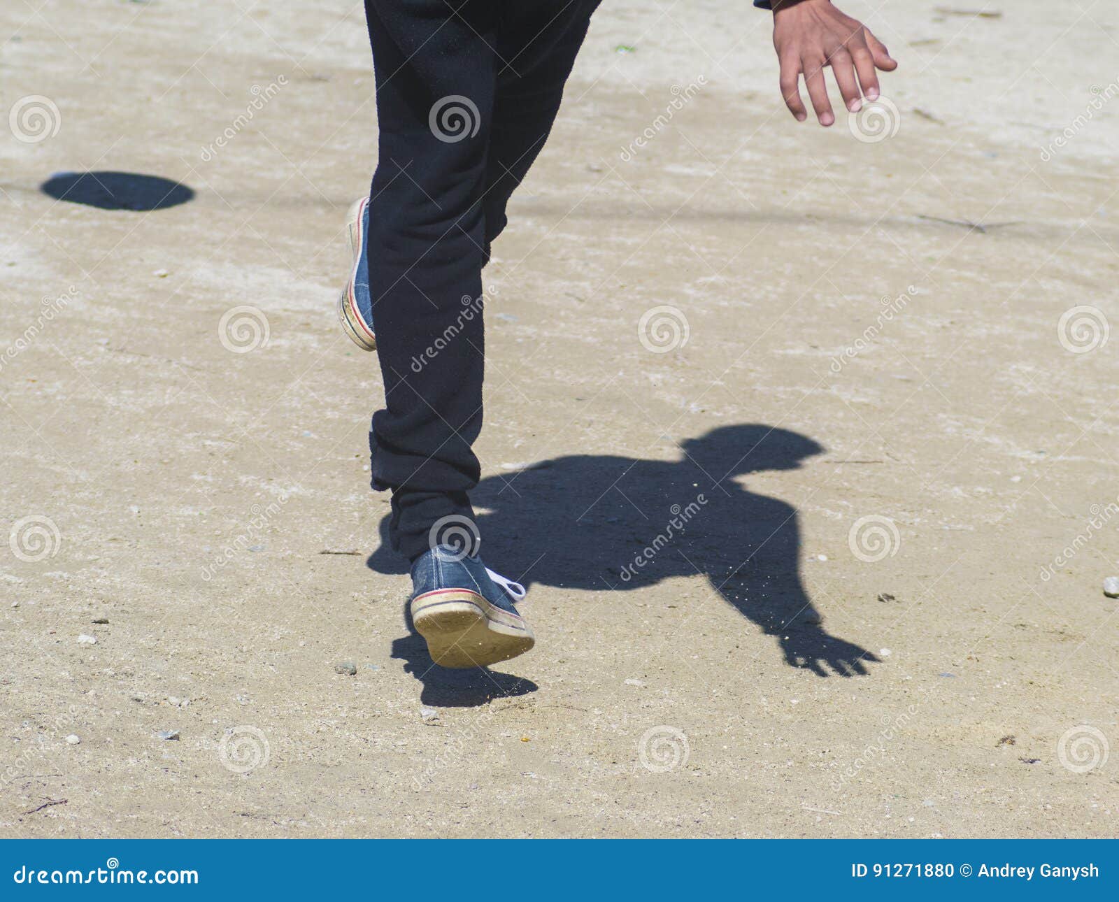 Footballer and His Shadow on the Ground Stock Photo - Image of ball ...