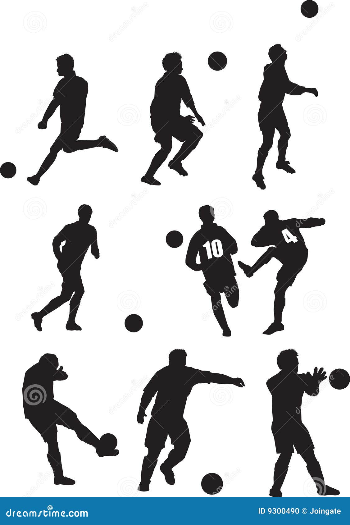 Footballer Silhouette. Black Football Player Outline With A Ball ...