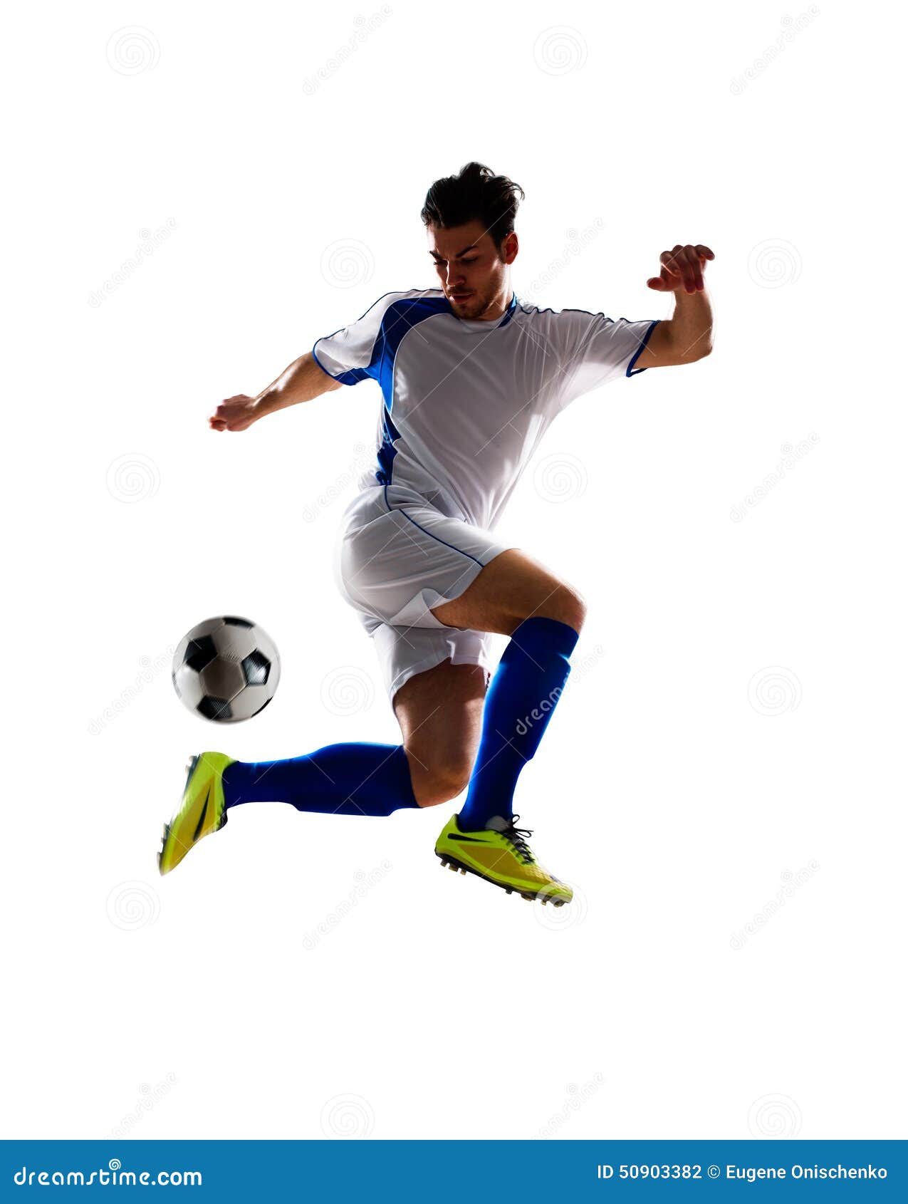 Footballeur dans l'action photo stock. Image du brancher - 50903382