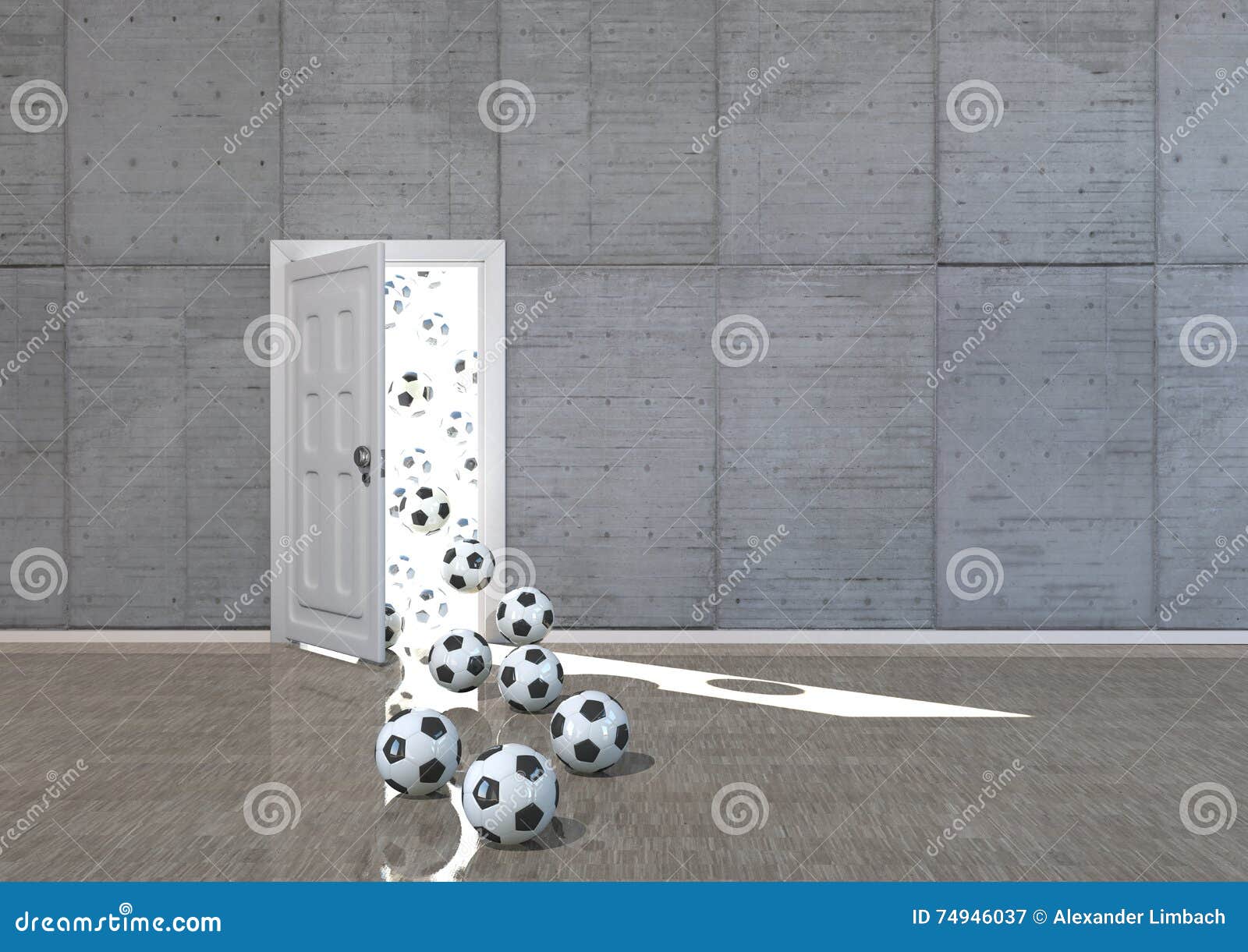 Footballs in the Door stock illustration. Illustration of indoor - 74946037